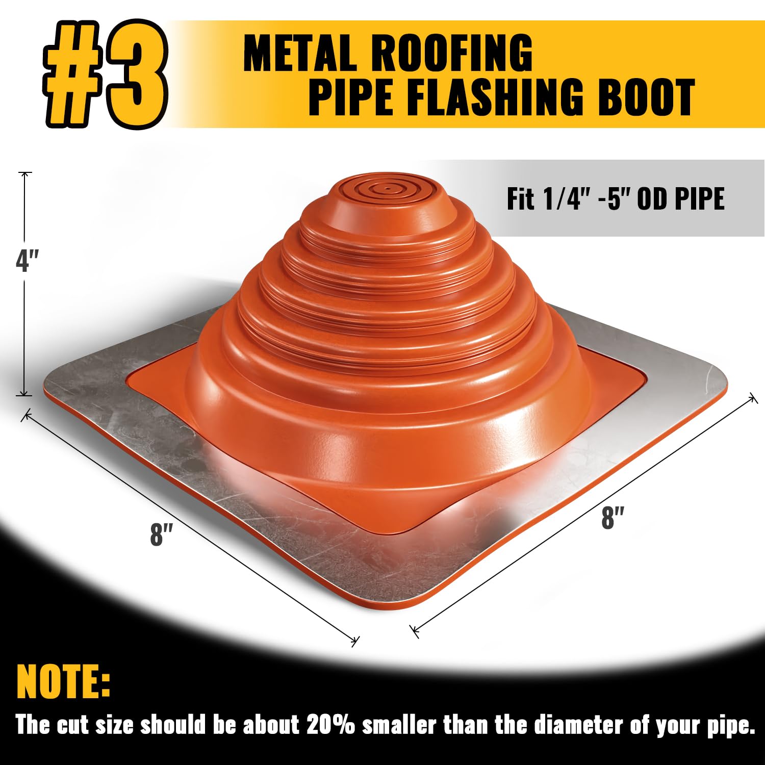Snapklik.com : #3 Silicone Metal Roof Pipe Boot, High Temp Flexible ...