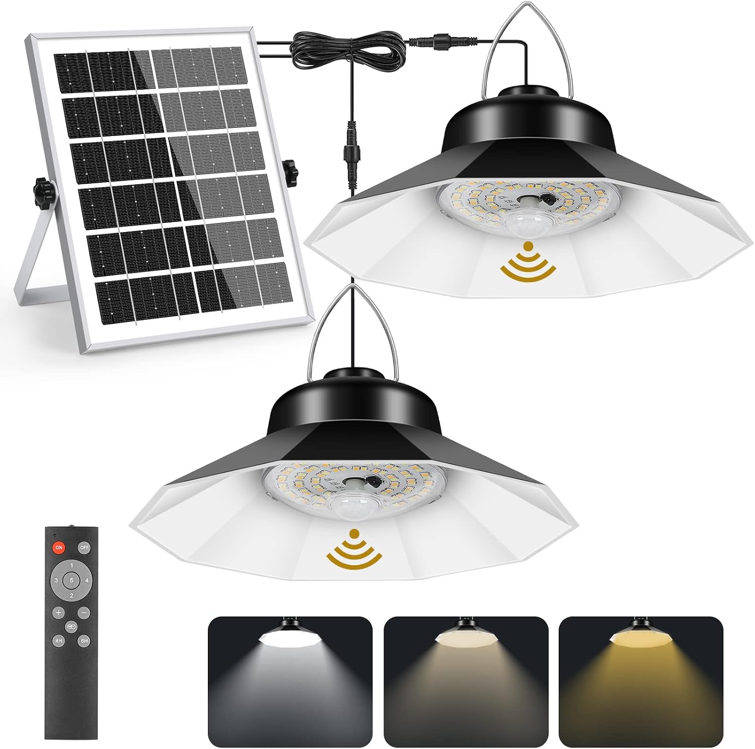 Deogos Solar Pendant Lights, Dual Head Solar Shed Light Indoor Outdoor ...