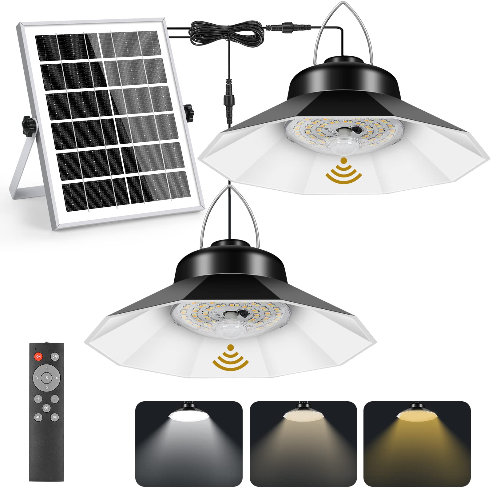 Snapklik.com : Deogos Solar Pendant Lights, Dual Head Solar Shed Light ...