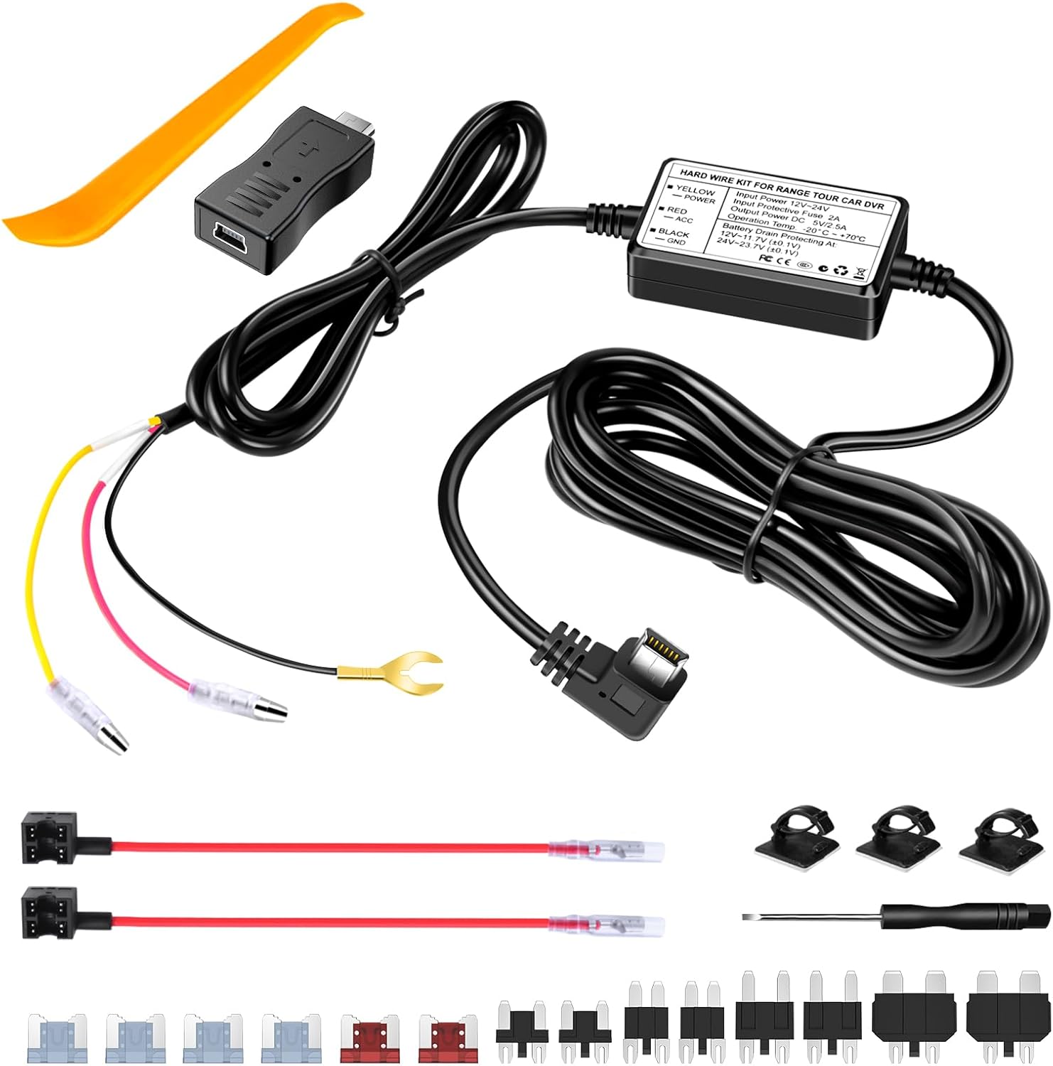 Amazon.com: Range Tour Dash Cam Hardwire Kit Mini USB,12V-24V to 5V Car ...