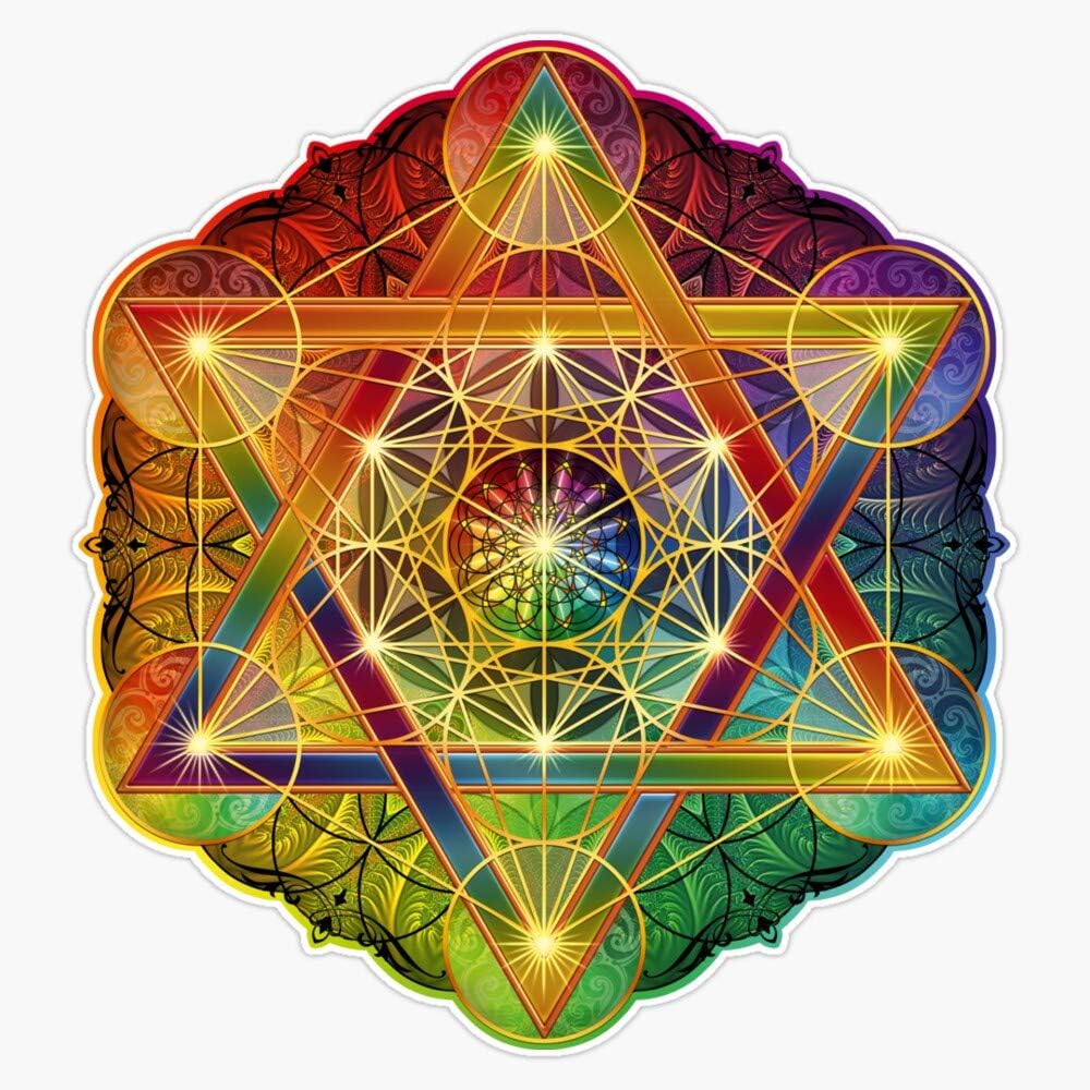 Amazon.com: Metatron'S Cube With Merkabah And Flower Of Life Sticker ...