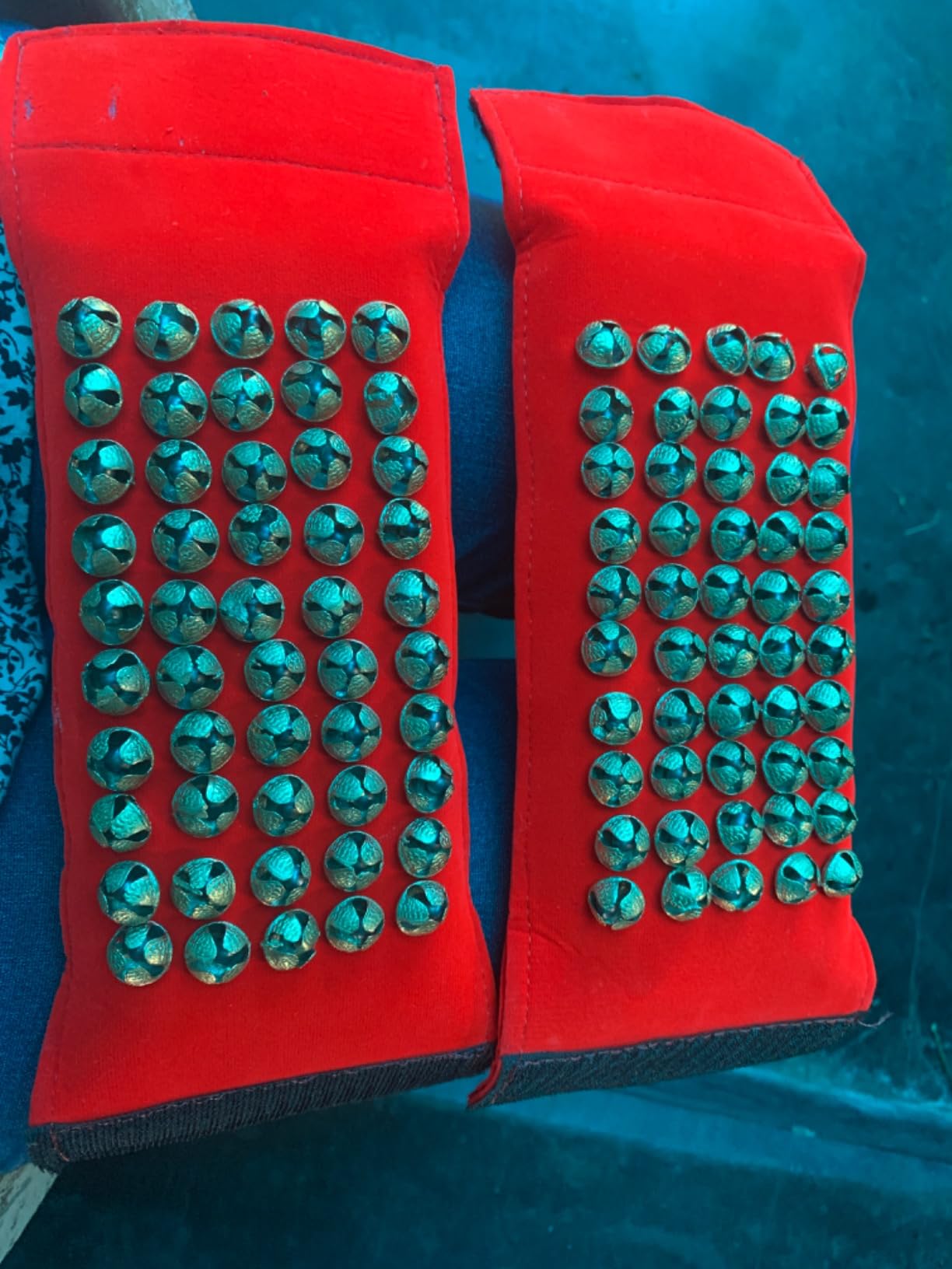 Ghungroo World Brass 5 Line Ankle Bells Velvet Velcro Pad for Classical ...