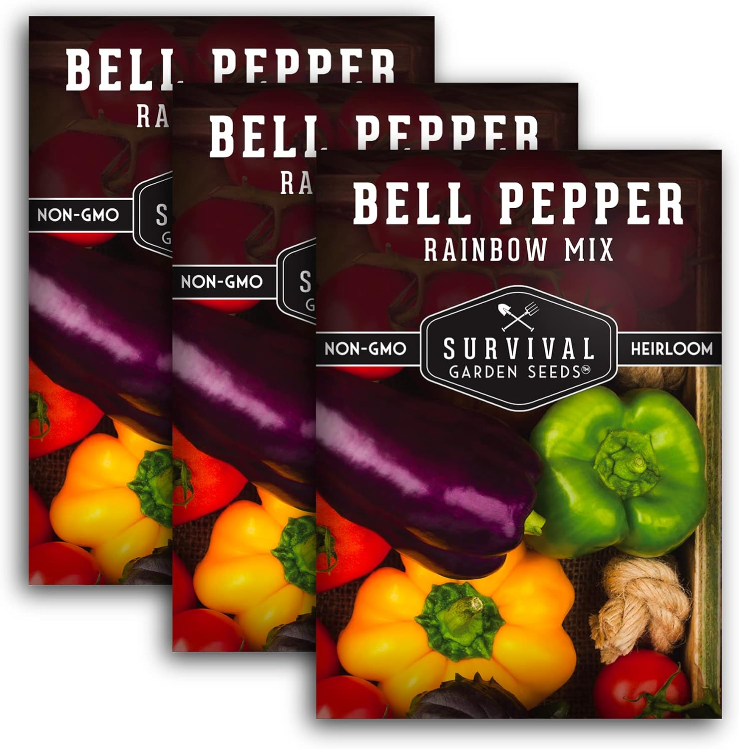Amazon.com : Survival Garden Seeds - Rainbow Bell Pepper Seed Mix for ...
