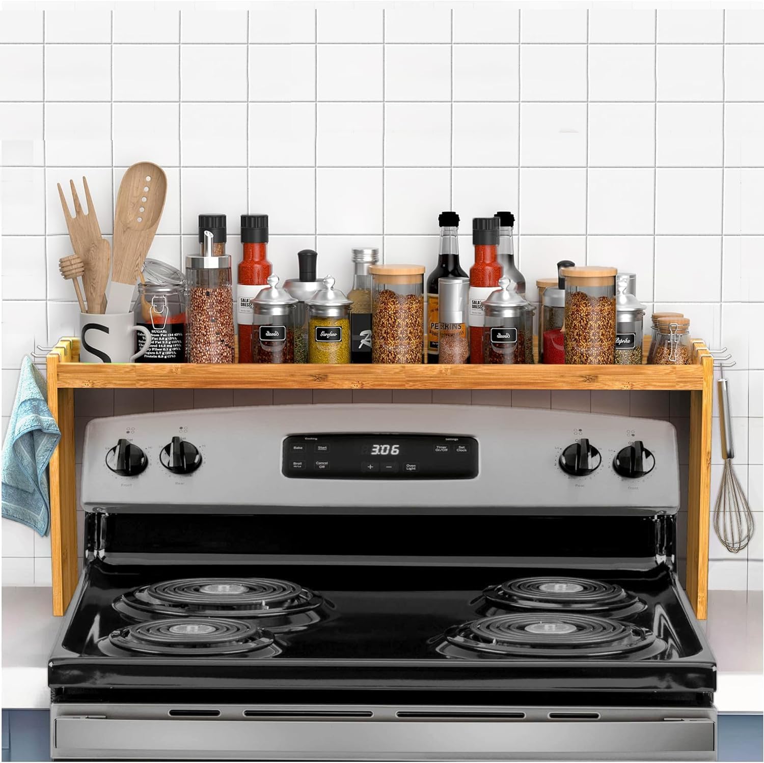 Amazon.com: Deep Sea Kitchen Storage Wooden Over the Stove Spice Shelf ...