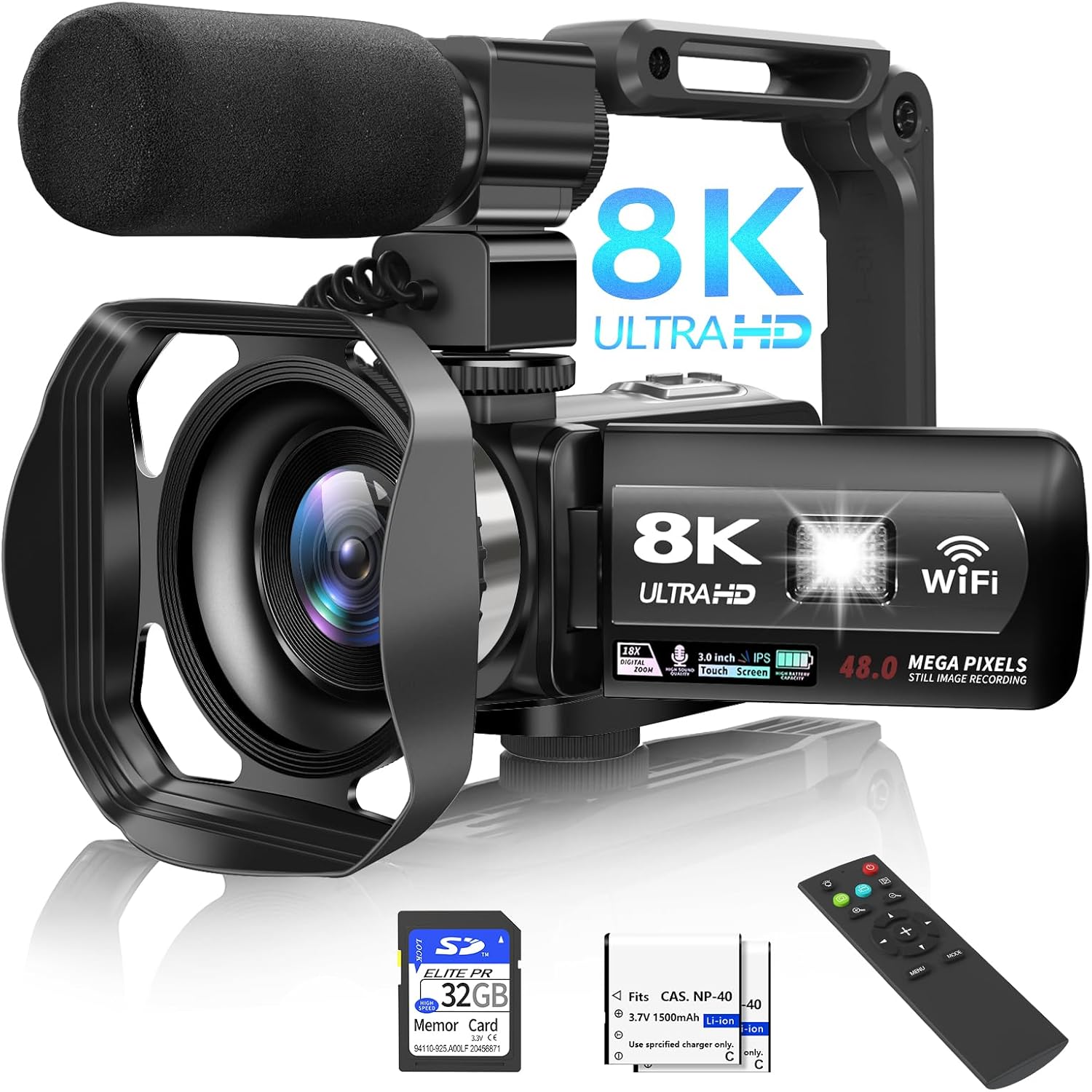 Amazon.com : VISREFUR Video Camera 8K Camcorder 48MP 15FPS UHD WiFi IR ...