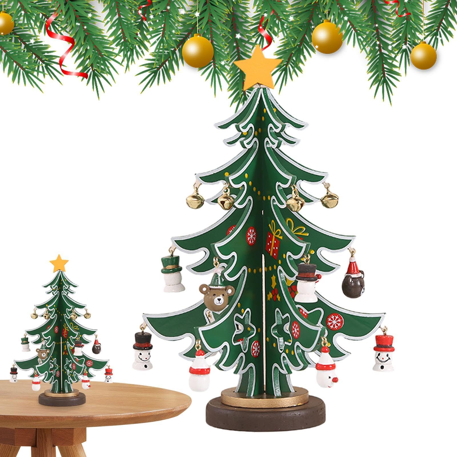 Amazon.co.jp: Maciun 小型デスクトップクリスマスツリー、クラフト用の素敵な木製の小さなクリスマスツリー | 漫画 ...