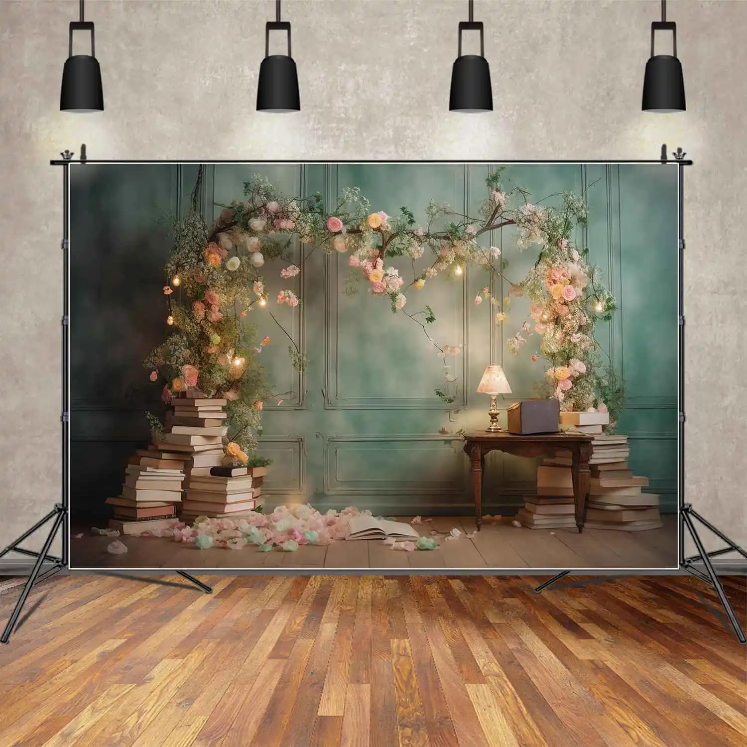 Amazon.com : 7x5ft Photography Background Pink Floral Books Backdrop ...