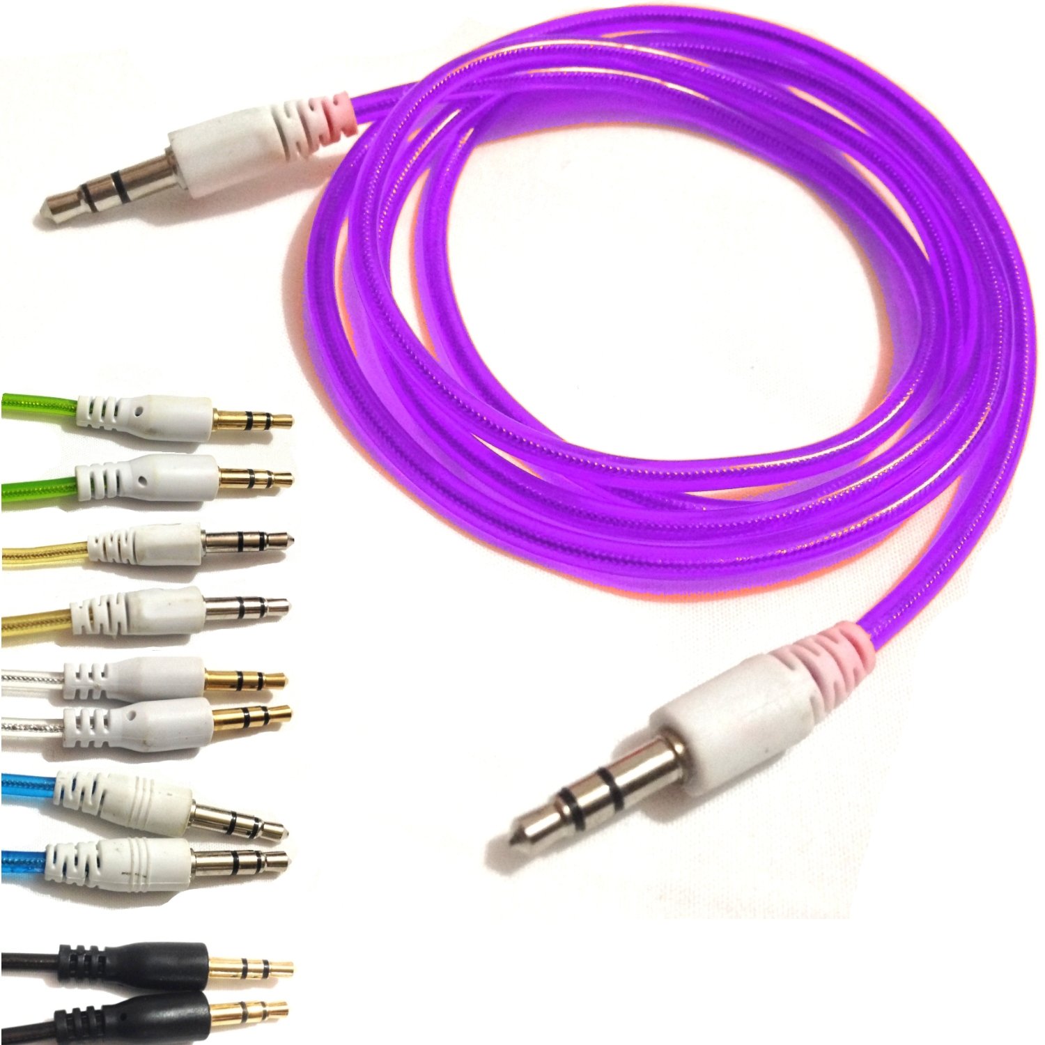 PURPLE 3.5mmto 3.5mm Stereo Car Audio Jack To Jack Tangle Free AUX ...