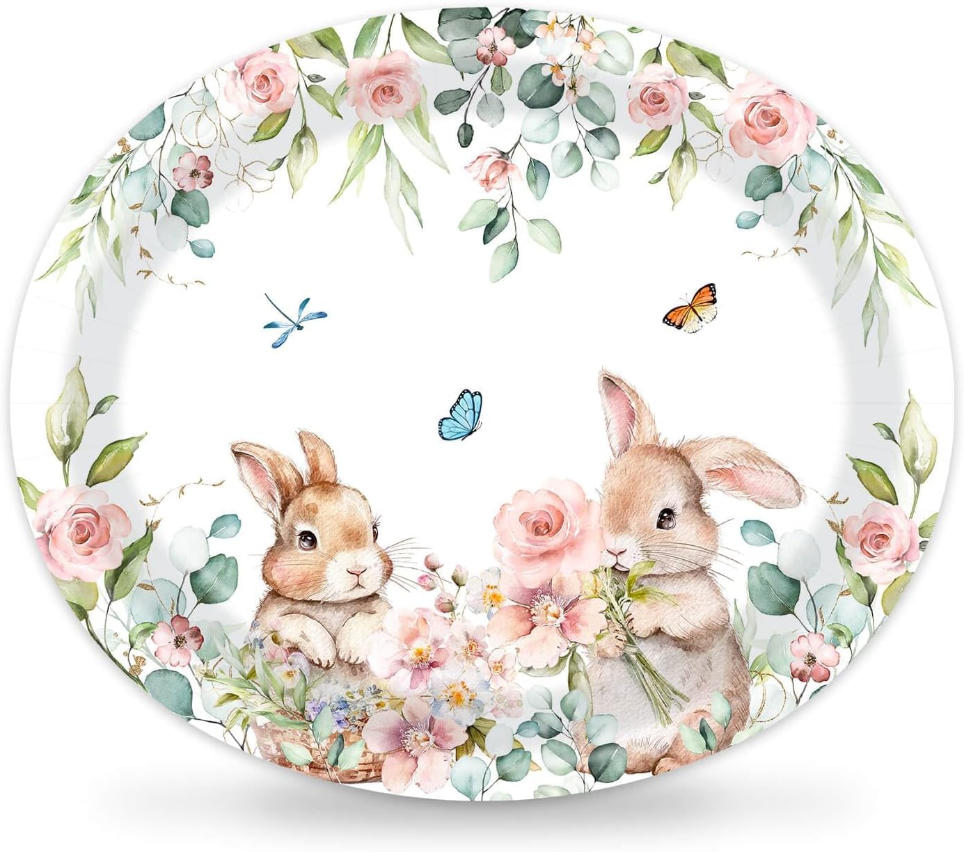 Amazon.com: Fancy Land Spring Oval Paper Plates Large Floral Disposable ...
