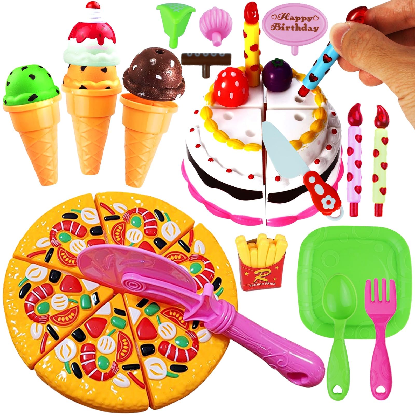 Amazon.com: FUNERICA Play Food Goodies Set - Features Cutting Pizza ...