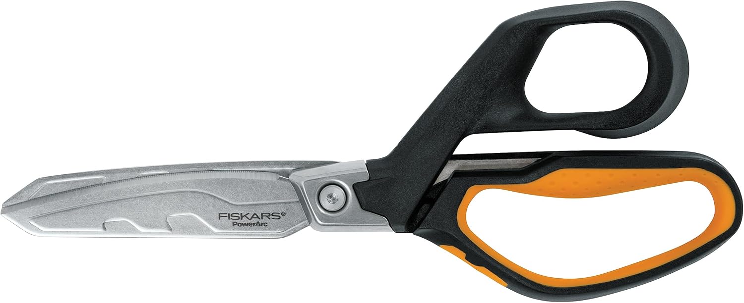 Fiskars PowerArc Heavy-Duty Scissors, Up to 30% More Power, Length 21cm ...