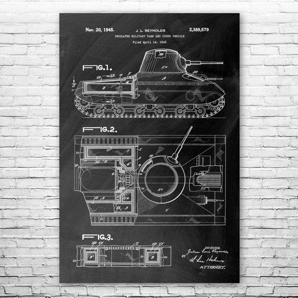 Amazon.com: WW2 Tank Poster Print, World War 2 Art, Tank Blueprint ...