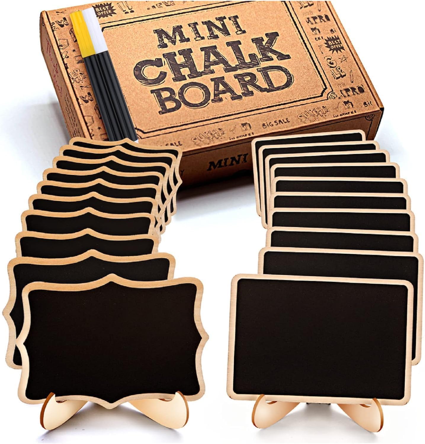 Oleoletoy Pack Of 20 Wipe Clean Mini Blackboards With Erasable ...