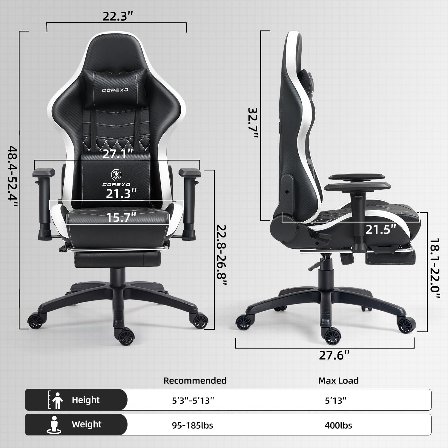 Video Game Chair, PC Gaming Computer Chair With Footrest - Ergonomic ...