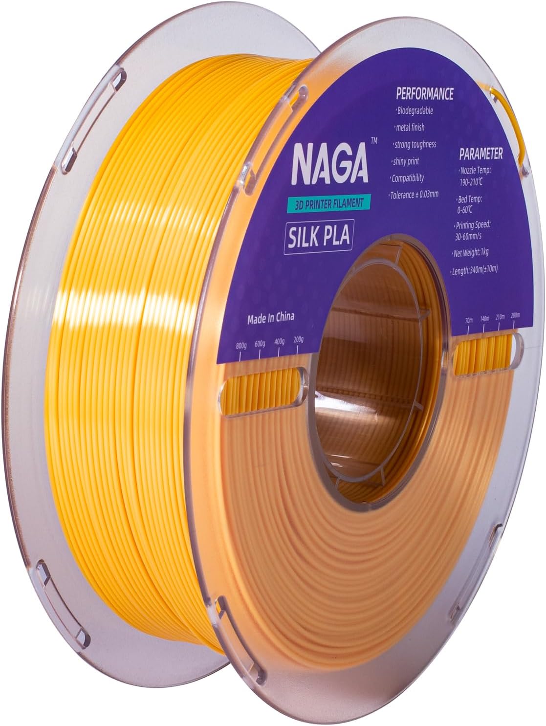 Amazon.com: NAGA Shiny Silk PLA Filament, High Gloss Metal 3D Printer ...