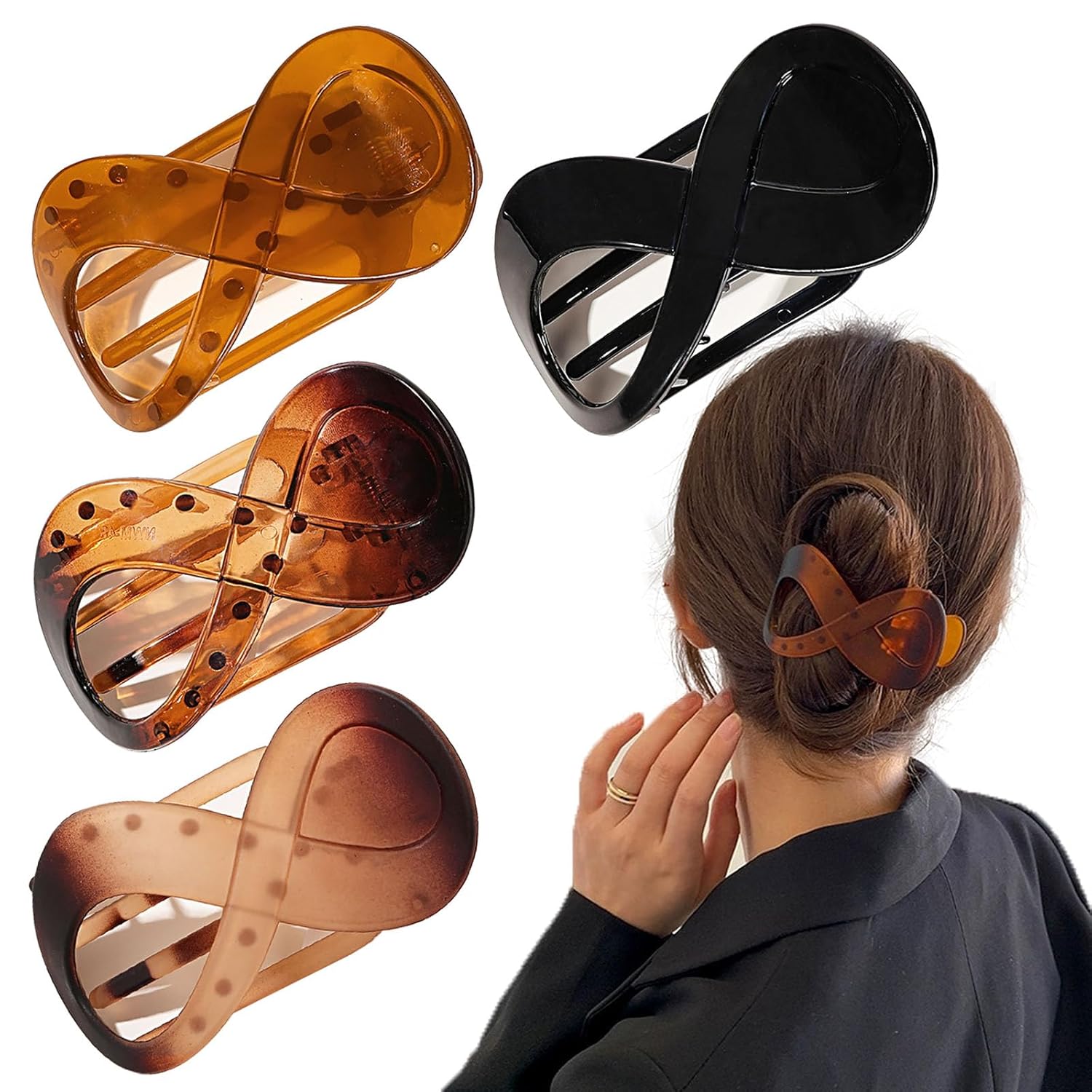 Amazon.com : 4 PCS French Concord Curved Claw Barrettes for Women - 3. ...