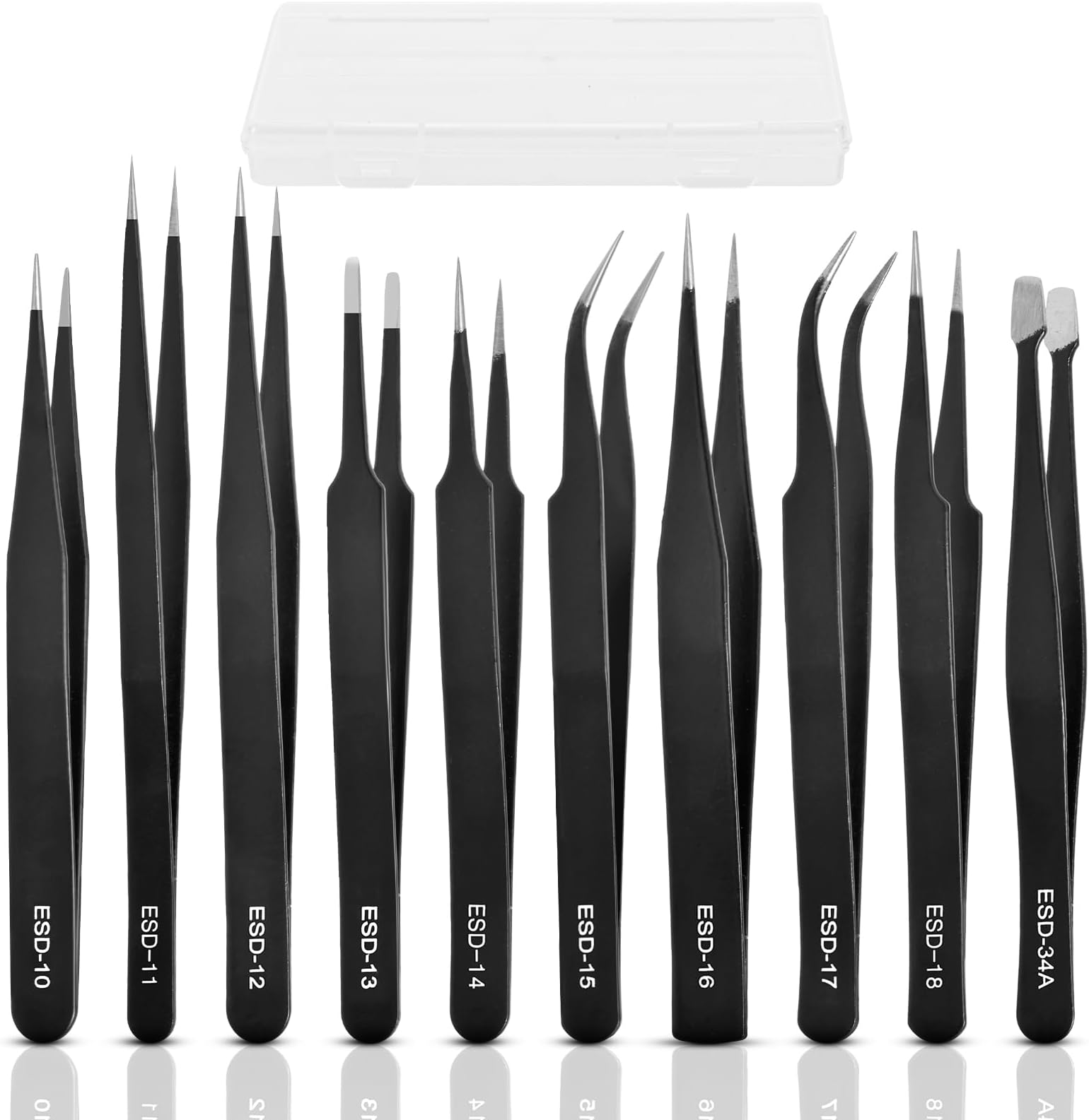 Amazon.com: 10 Precision Tweezers Set, Electronic ESD Tweezers Set ...