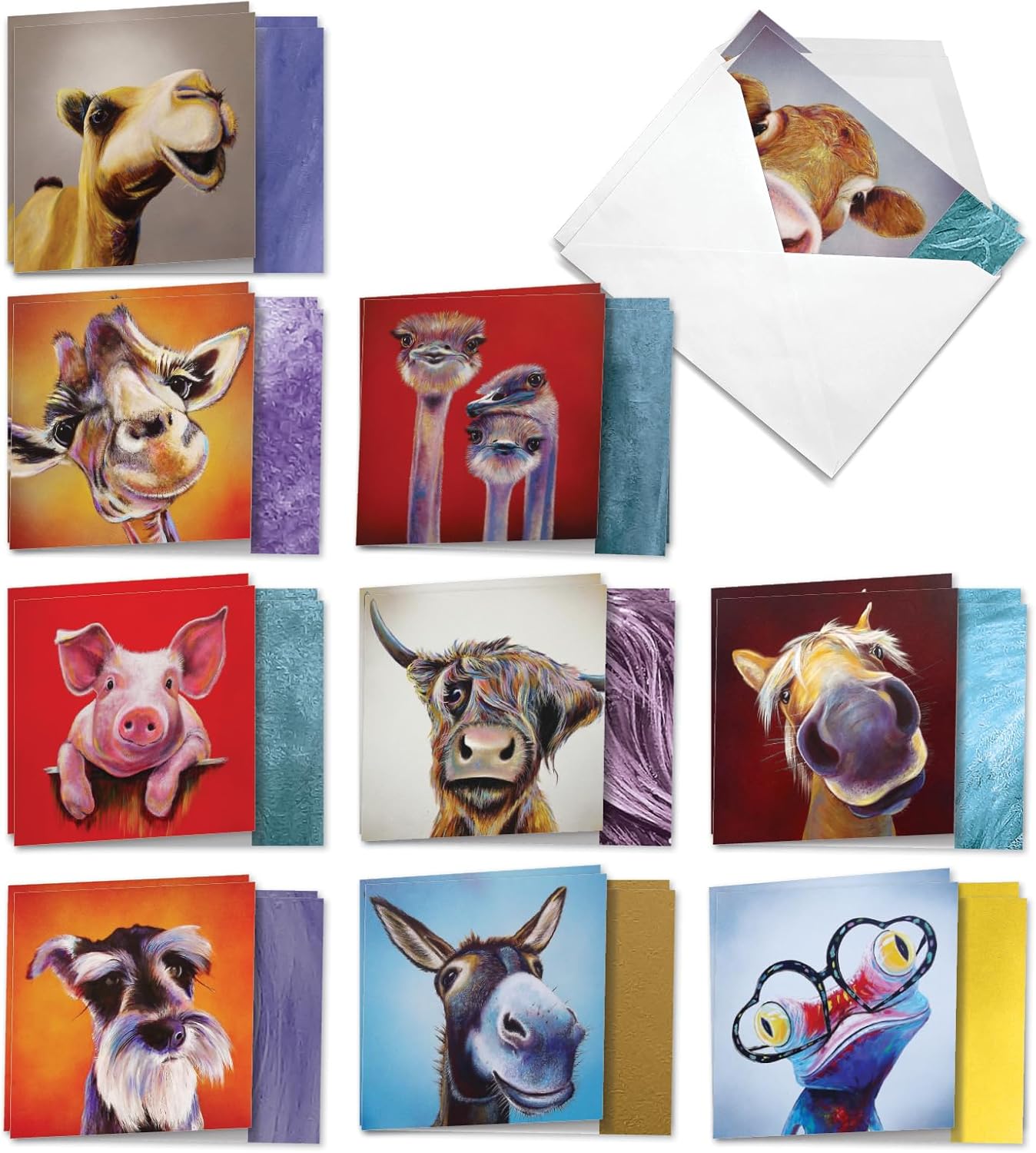 Amazon.com : The Best Card Company - 20 Bulk Animal Note Cards Blank (4 ...