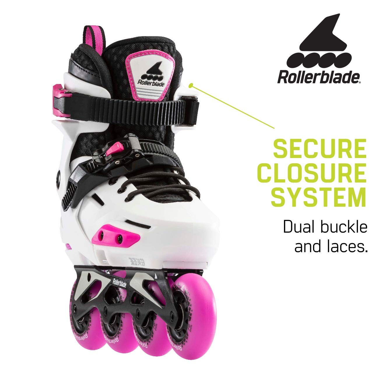 Rollerblade Apex Adjustable Fitness Inline Skate, White/Pink, Junior ...