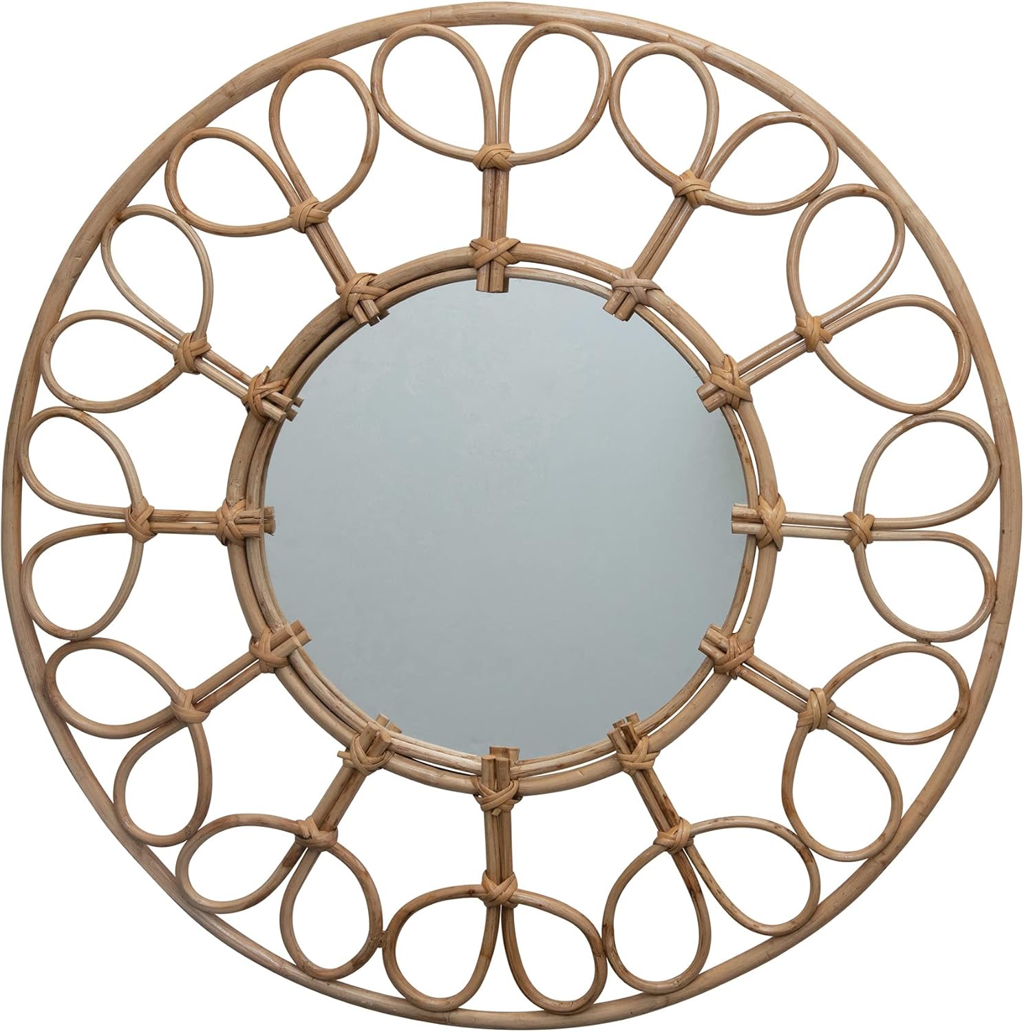 Amazon.com: Creative Co-Op Round Cane Framed Mirror Wall Décor, Natural ...