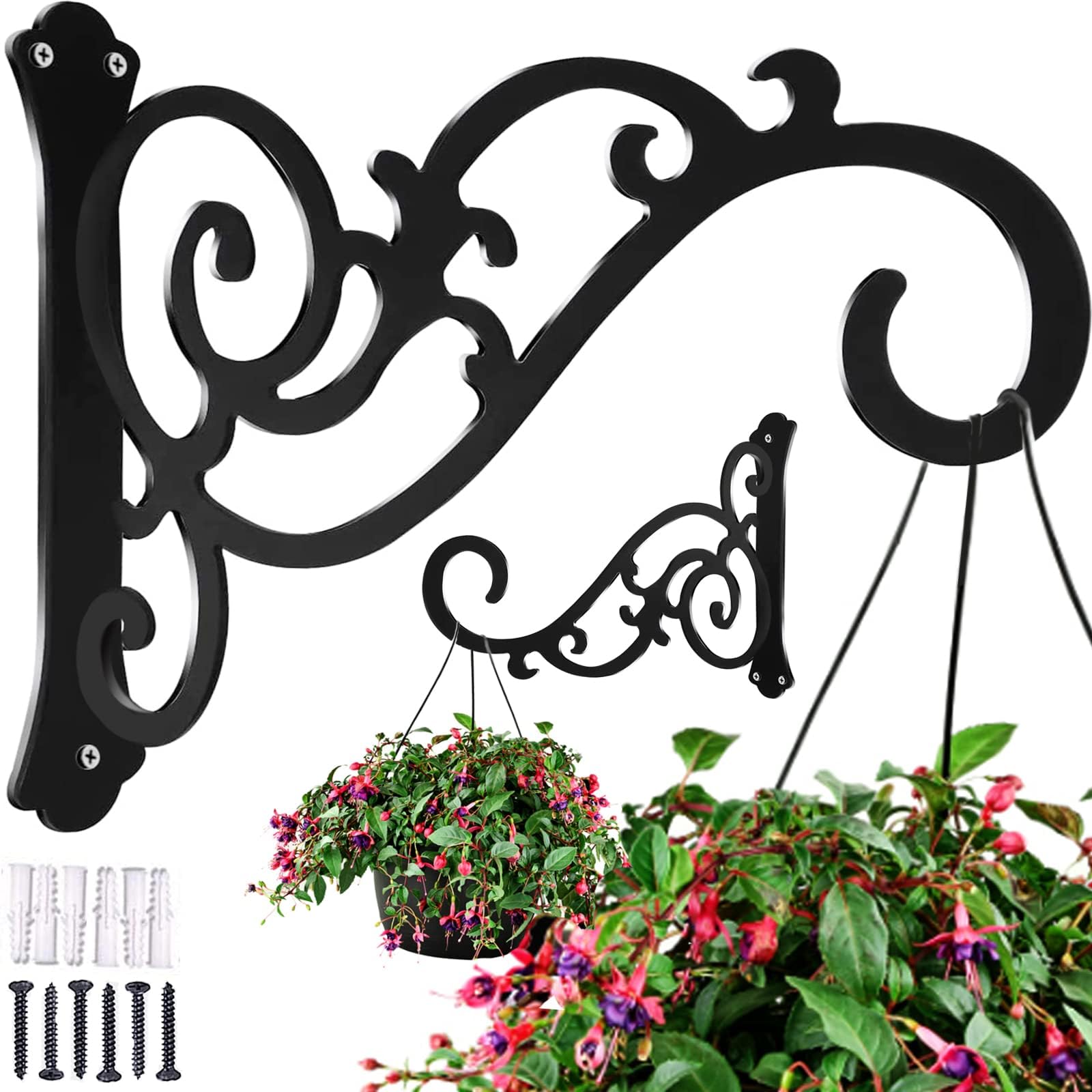 Amazon.com: Hanging Planter Hooks 12-Inch 2 Pcs,Outdoor Hanging ...