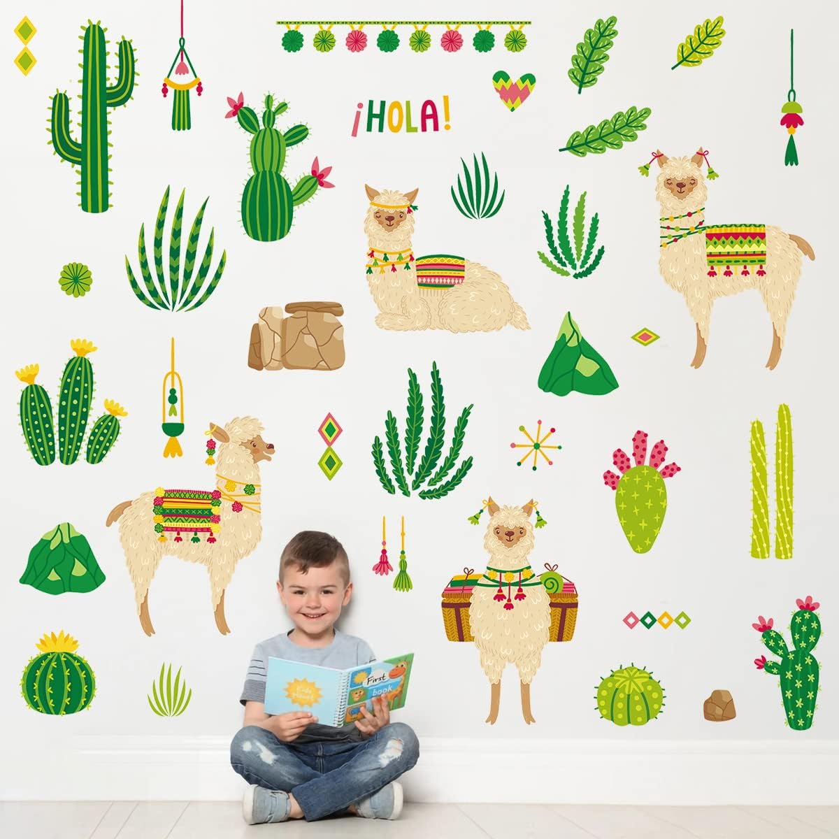 Amazon.com: WallPops WPK2578 Laid Back Llamas Wall Art Kit, Grey ...