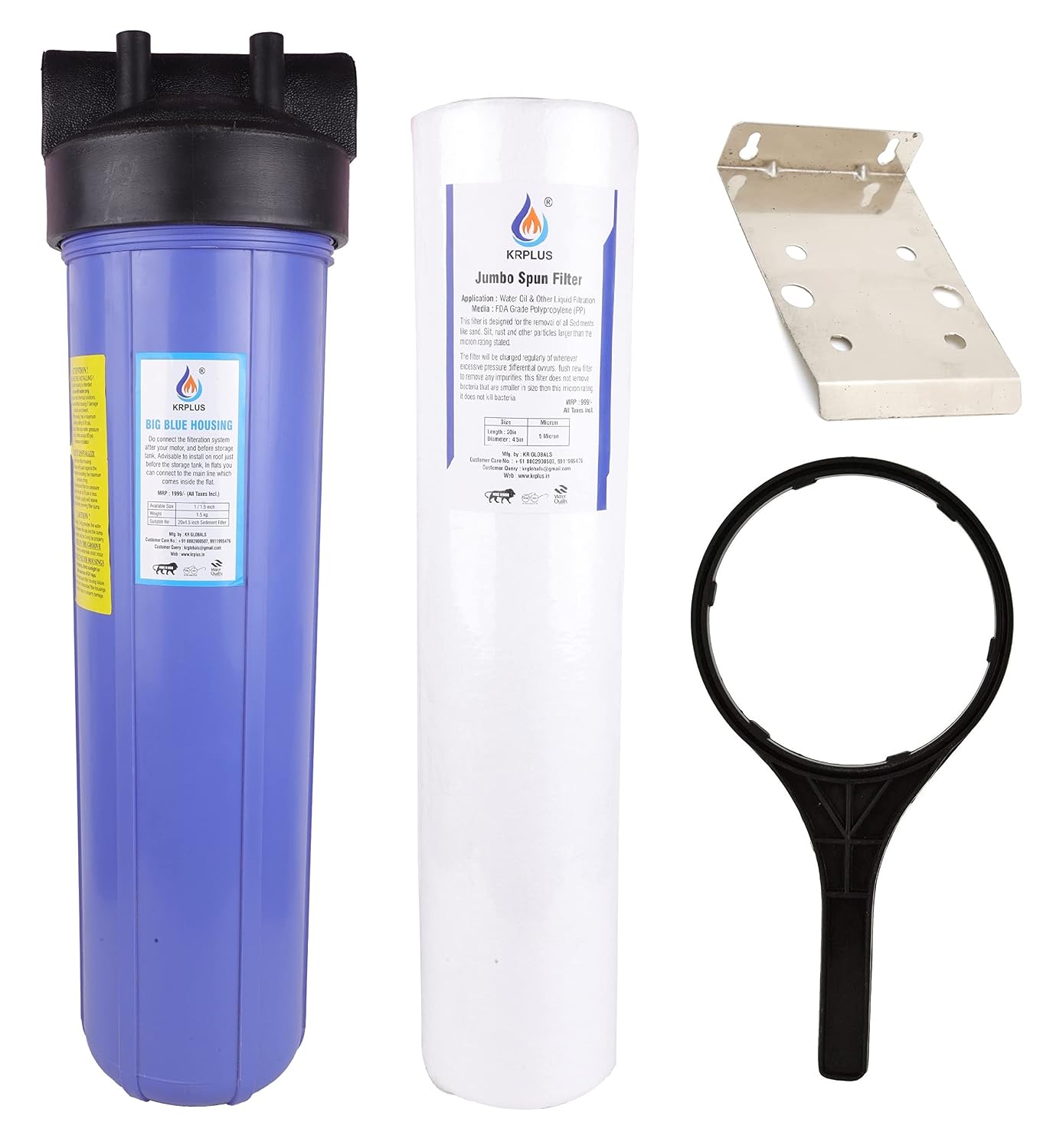 KRPLUS 20 Inch Big Blue Jumbo Filter Housing With Sediment Filter ...