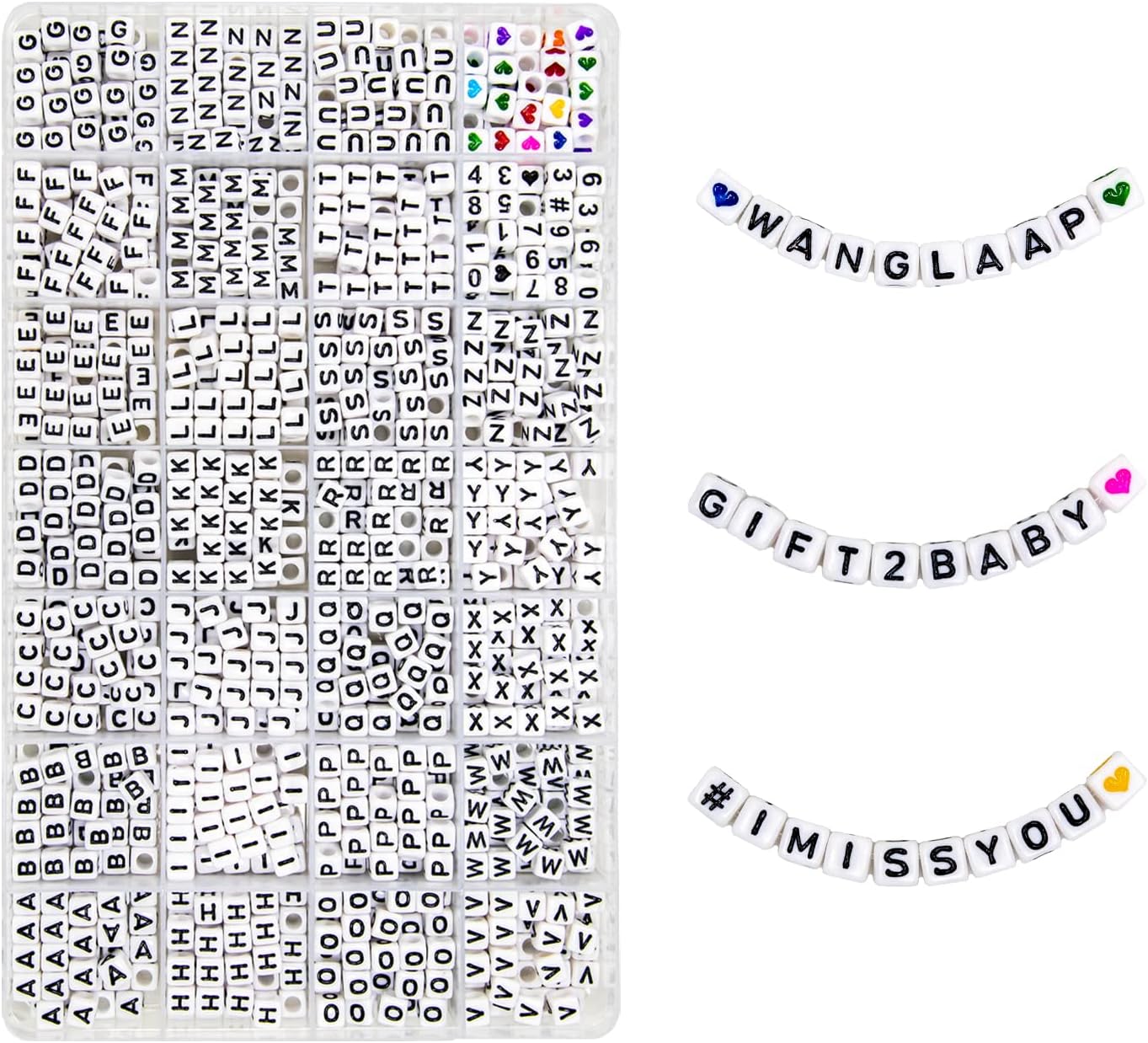 Amazon.com: Melius 1620Pcs Acrylic Square Letter and Number Beads Kit ...