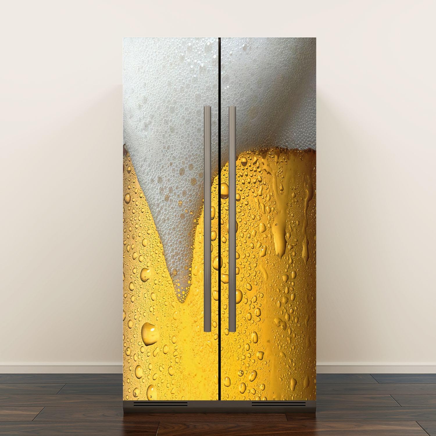 Amazon.com: Self Adhesive Vinyl Refrigerator Wrap Set Beer Door Mural ...