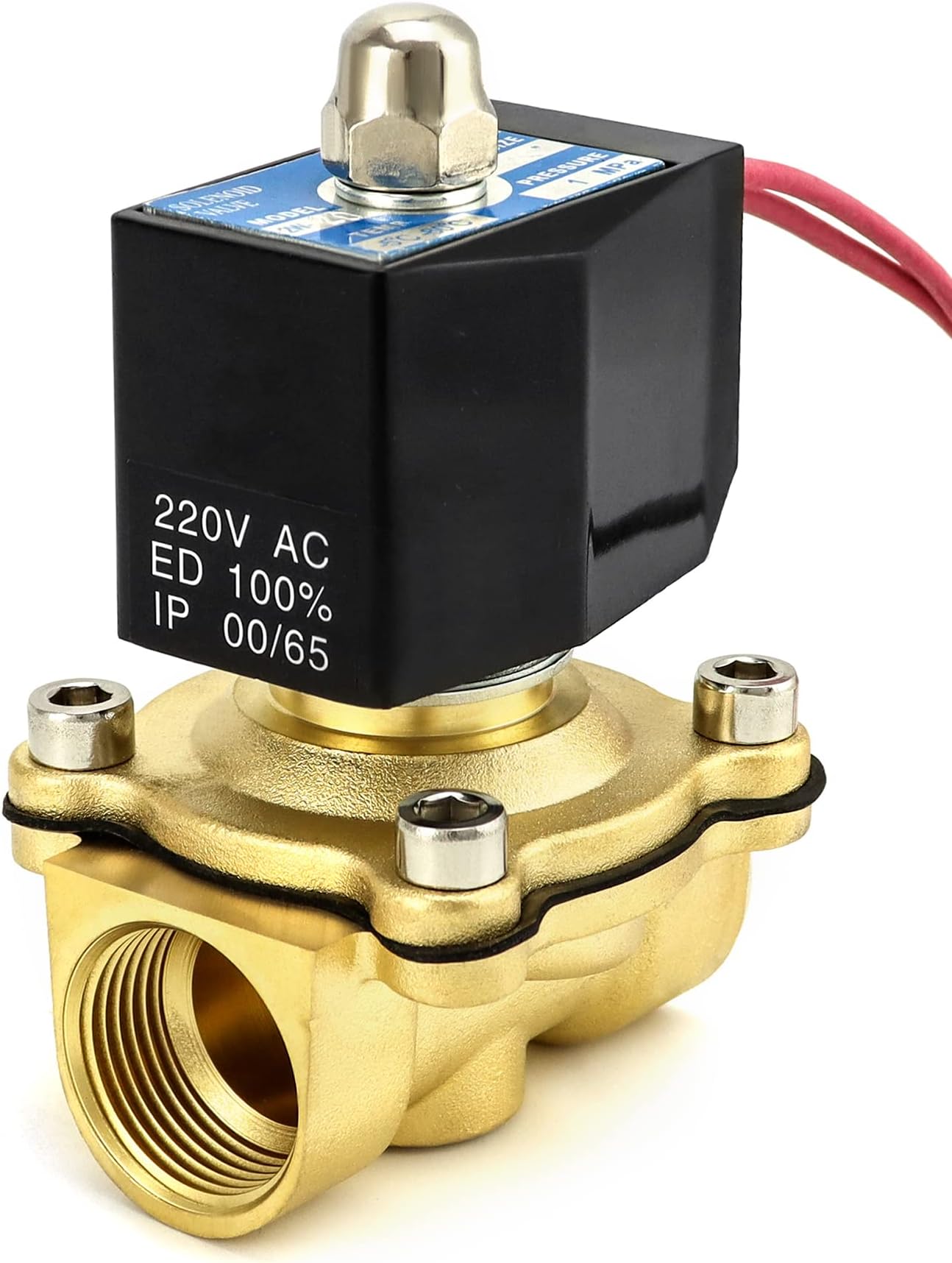 QWORK® Electrovanne 220V, 3/4''G, laiton, pour gazole eau air, DN20 ...