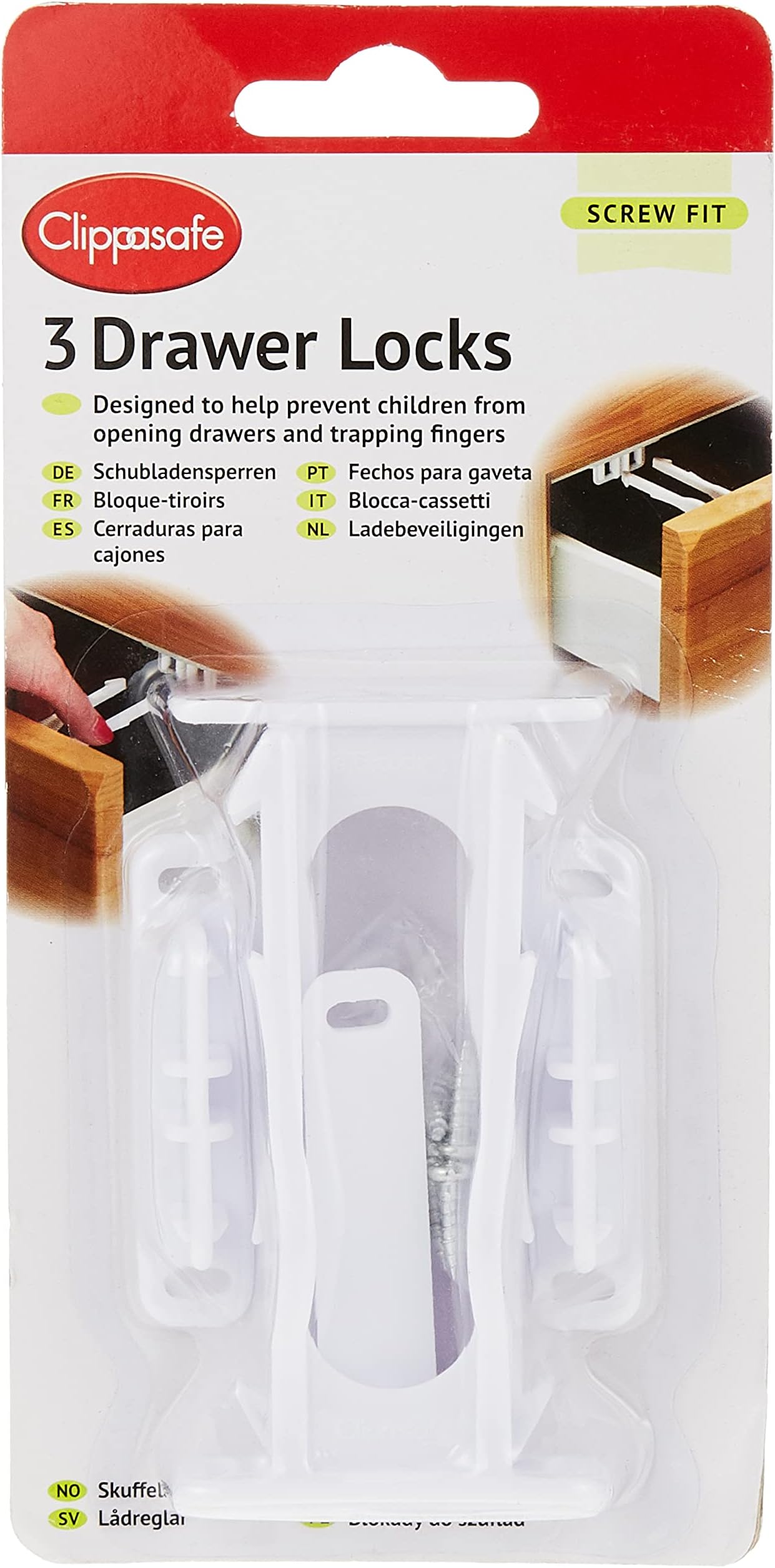 Clippasafe Baby/Kids/Child Safety Drawer/Cabinet/Cupboard Locks - 3 Pcs ...