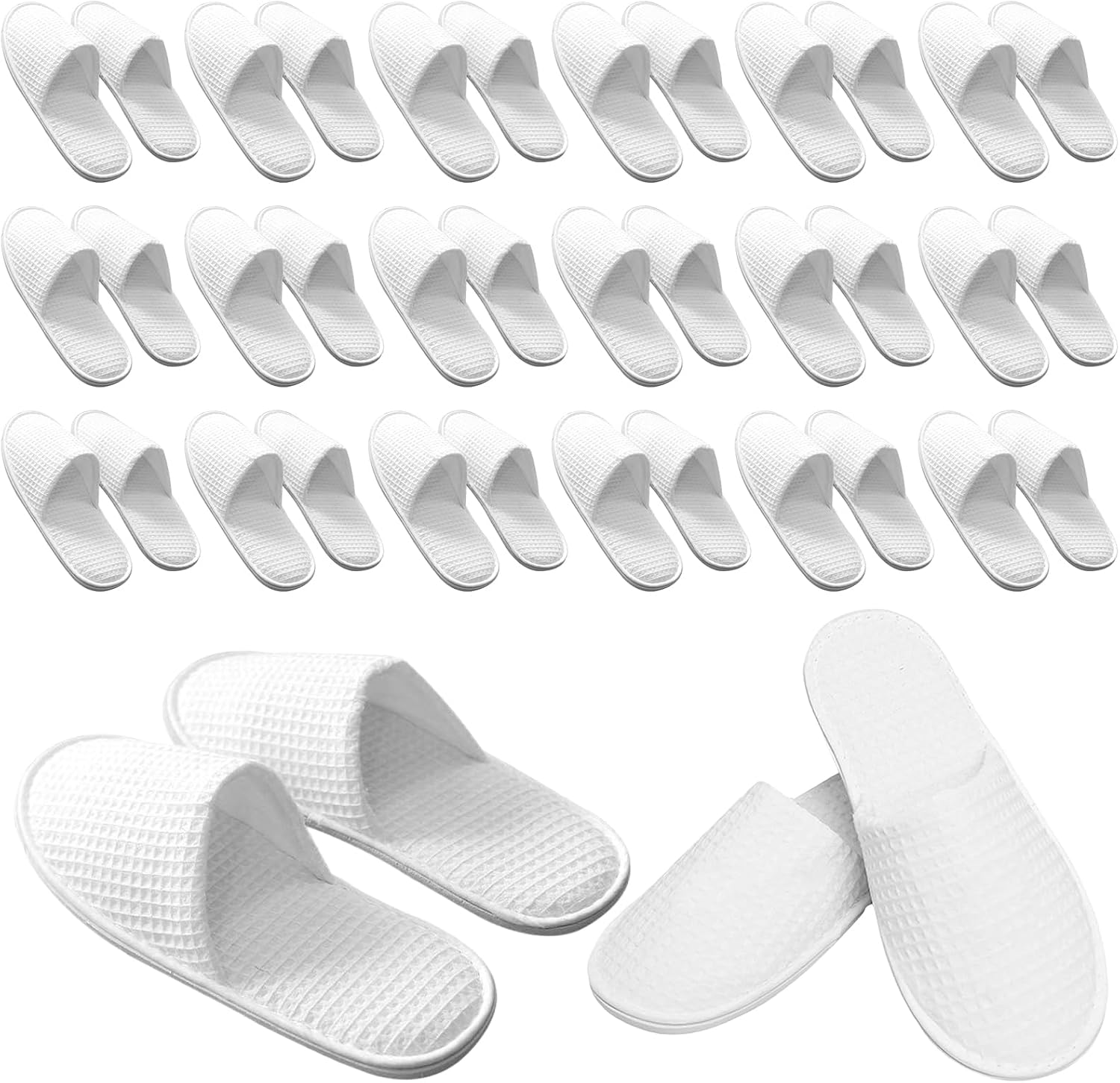 20 Pairs of Hotel Slippers, Waffle Closed Toe,Disposable Deluxe Closed ...