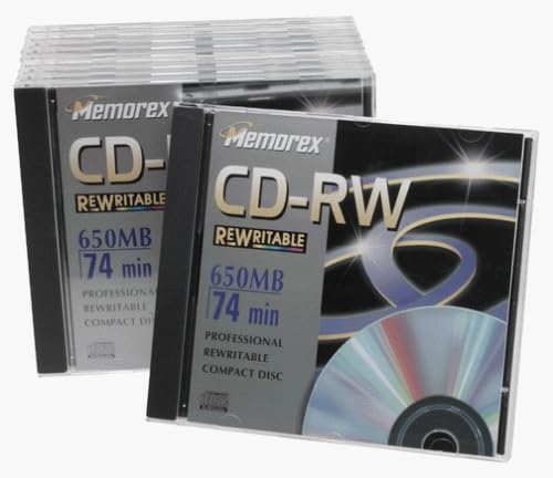 Amazon.com: Memorex 700MB/80-Minute 24x CD-RW Media (10-Pack with Slim ...