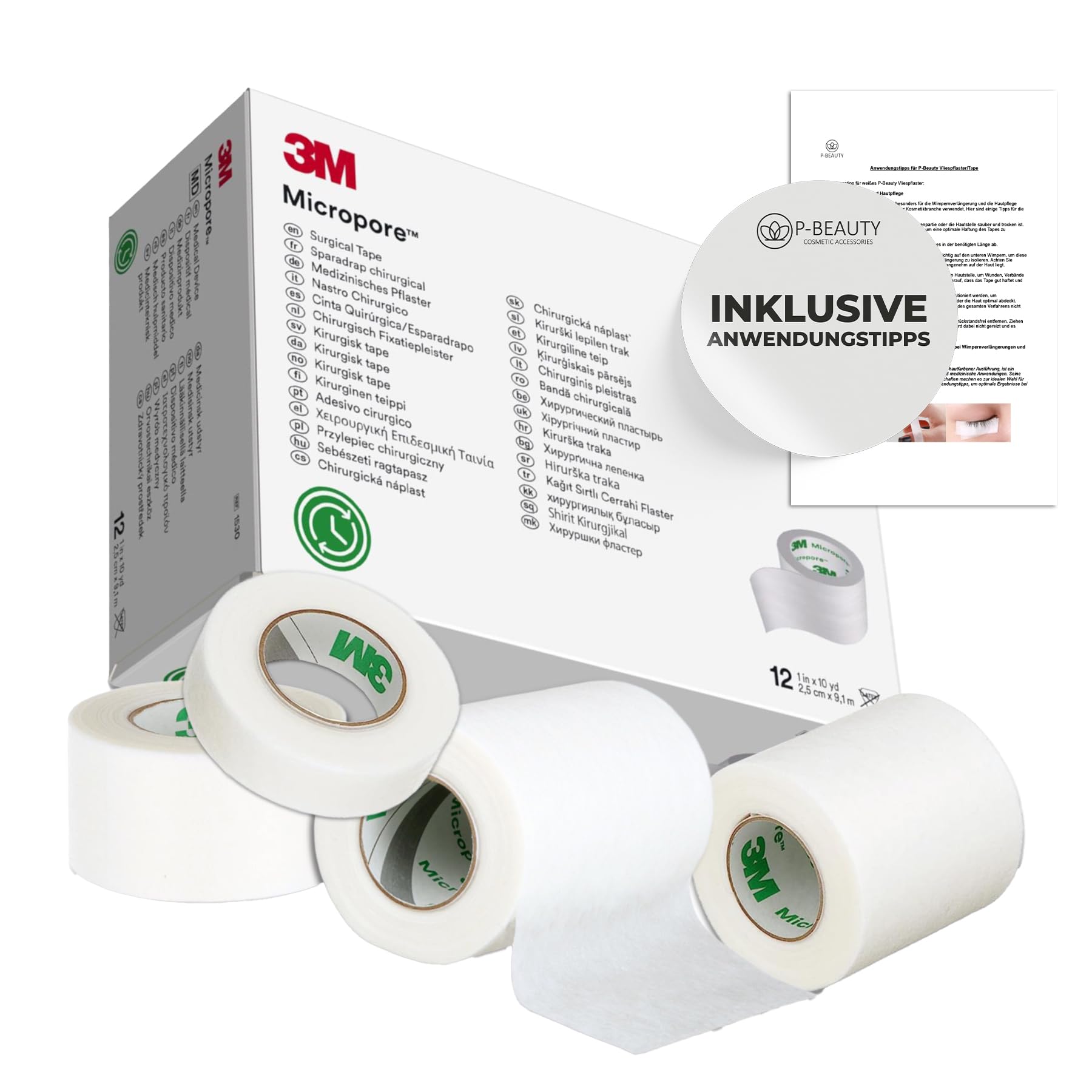 3M Micropore Tape 3x Weiß mit Anwendungstipps by P-Beauty - für ...