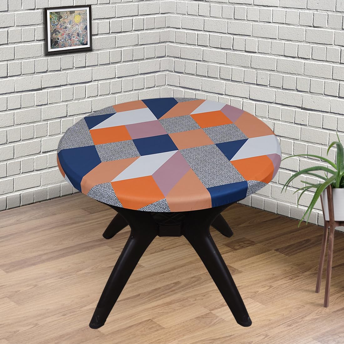 ELEGANTA Fitted Round Table Cover Pack of 1, Stretchable, Elasticity ...