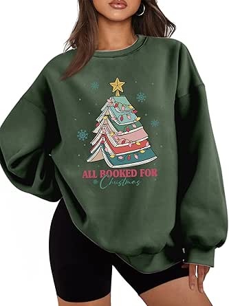 Amazon.com: YORAURT All Booked For Christmas Fleece Sweatshirt for ...