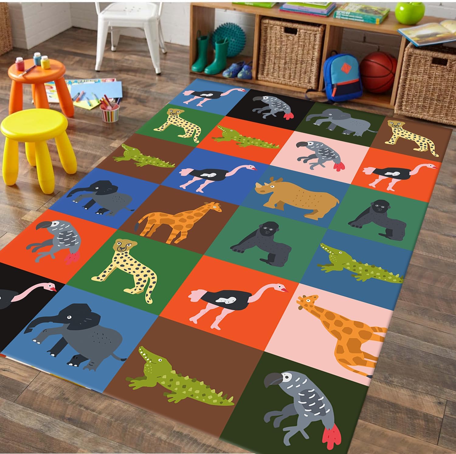 Amazon.com: LHOMKCV Cartoon Animal Area Rugs, 3x5ft, Giraffe Flamingo ...