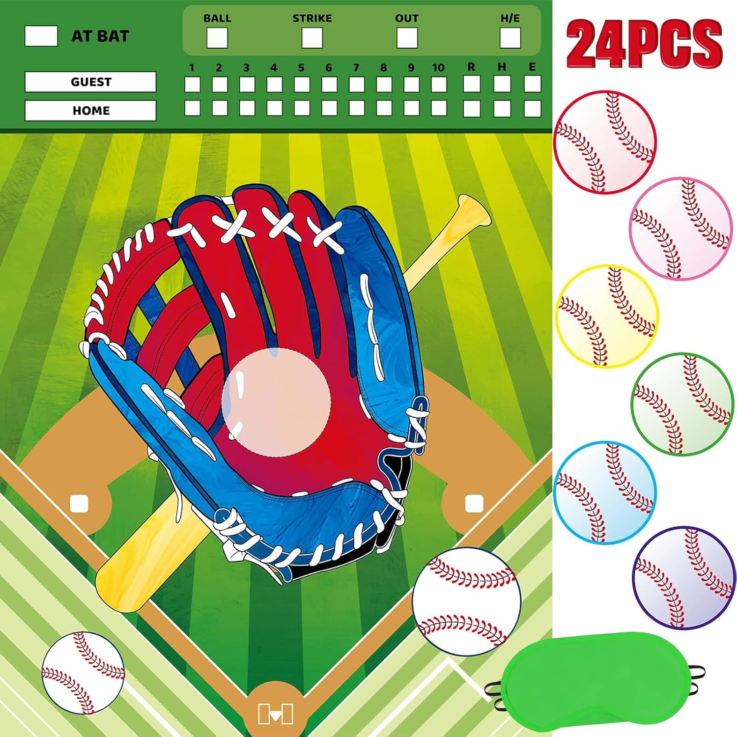 Amazon.com: WERNNSAI Baseball Party Games - Pin The Baseball On The ...