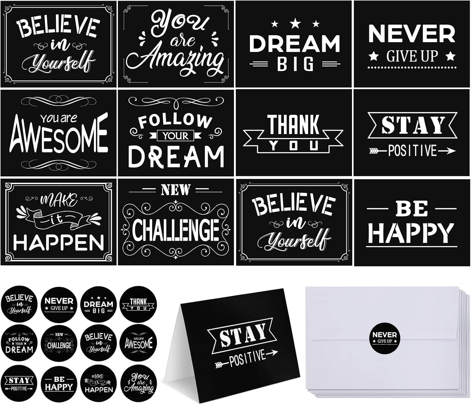 Amazon.com : 24 Set Motivational Cards With Envelopes, Inspirational ...