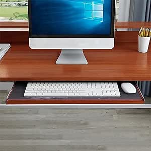 Wooden Under Desk Keyboard Tray, Ergonomic Sliding Pull-Out Keyboard ...