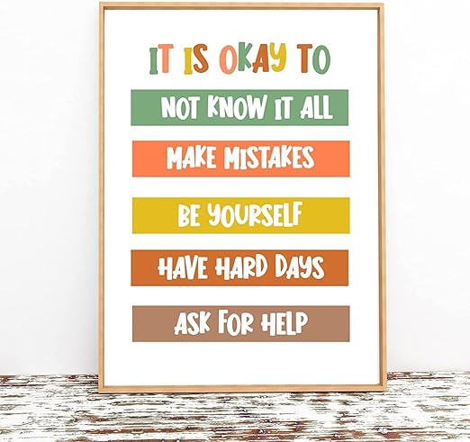 Classybydesigns Boho Classroom Decor It Is Okay To Be Yourself Wall Art ...