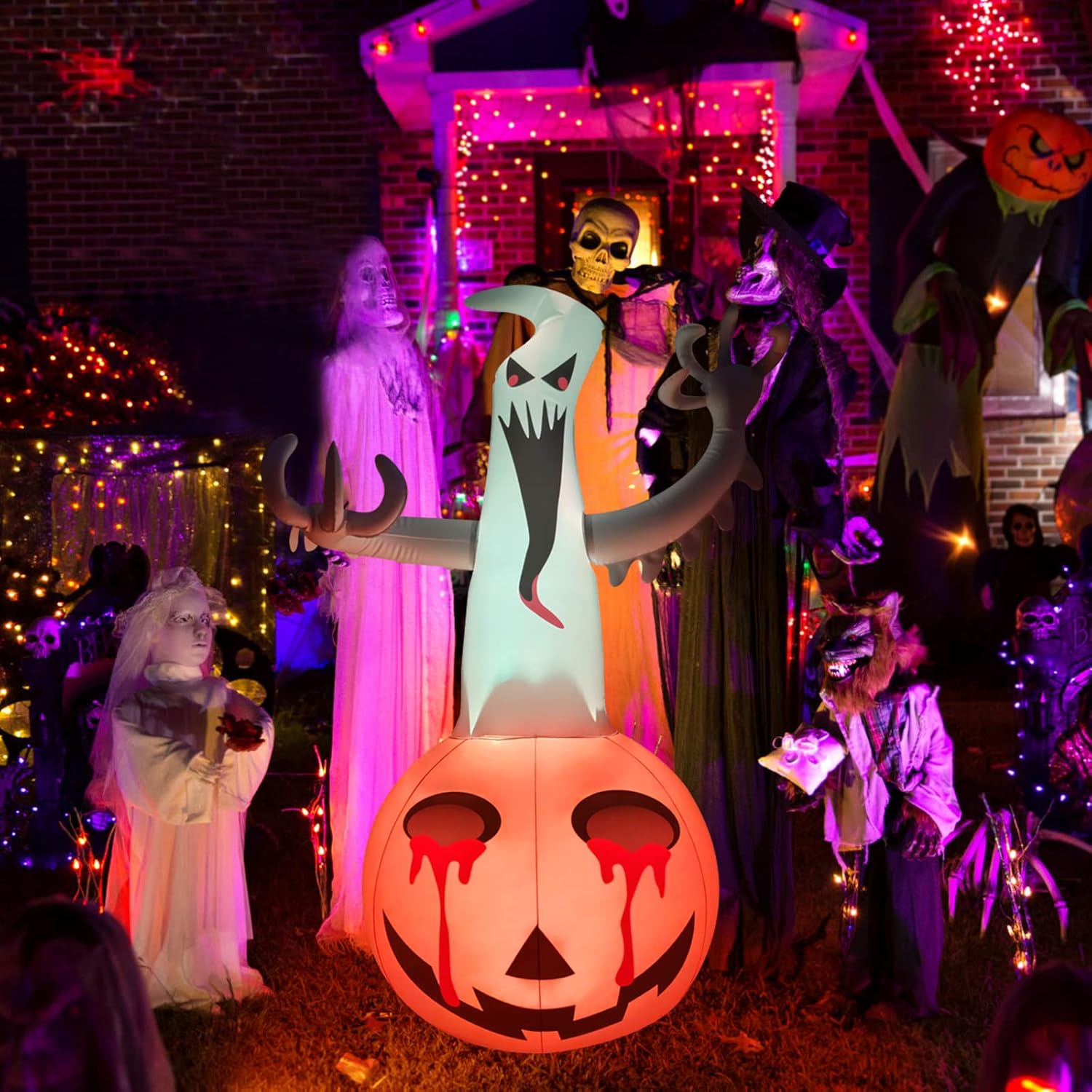 Halloween Inflatables Ghosts Decoration with LED Lights, ZAKVOP 1.2m ...