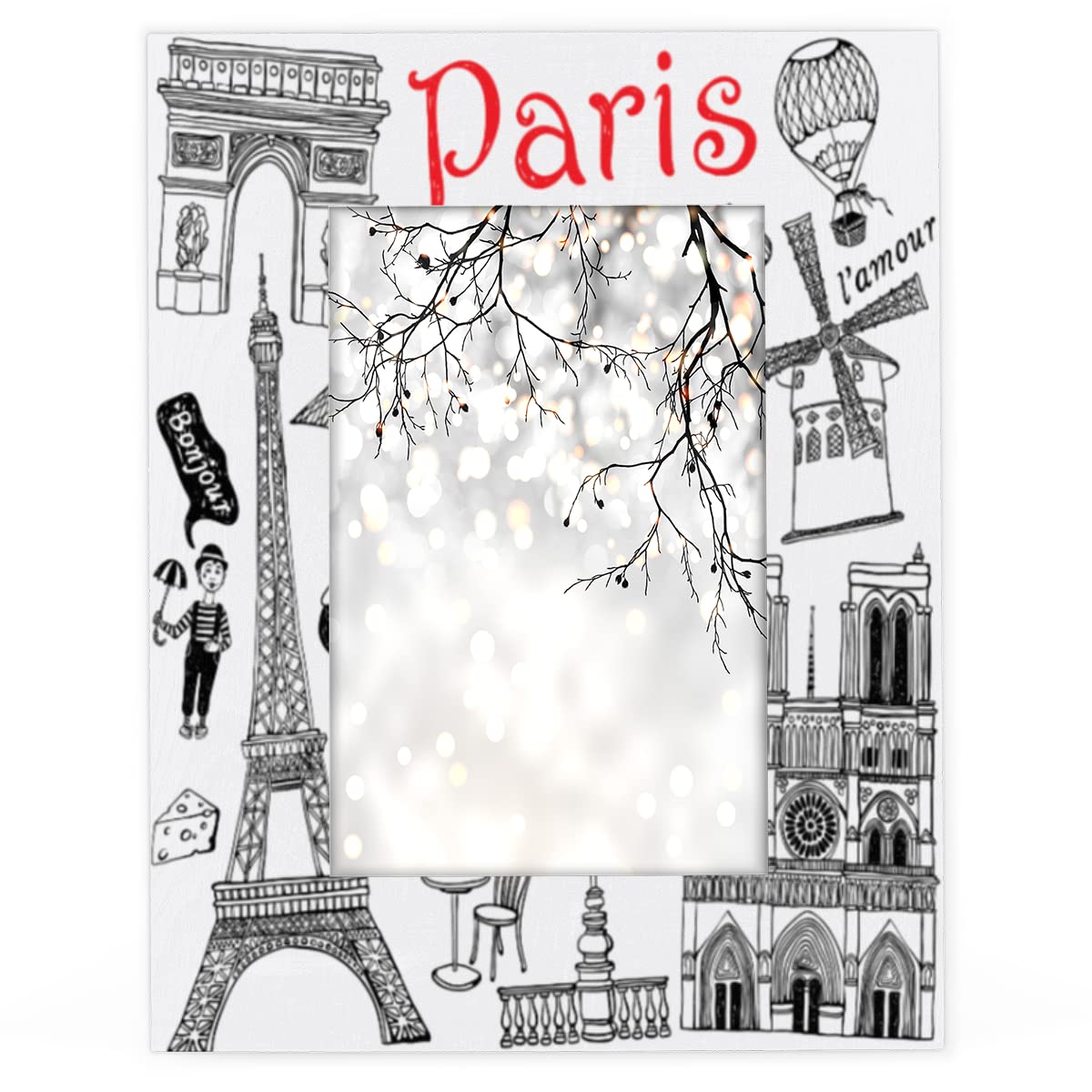Amazon.com - France Paris Theme 4x6 Picture Frame Fits Display 3x5 or ...