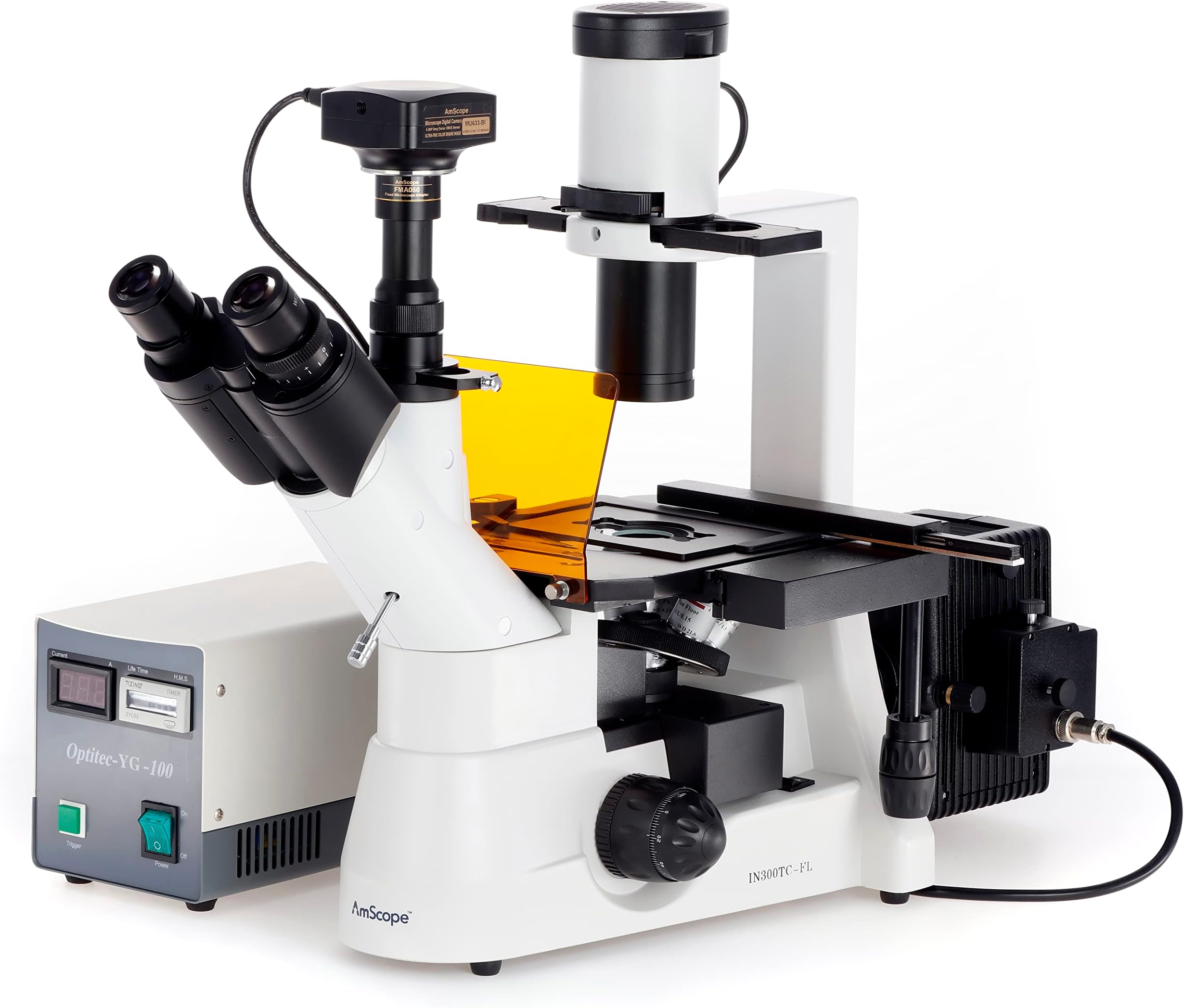 Amazon.com: AmScope - 40X-400X Trinocular Inverted Epi-Fluorescence ...