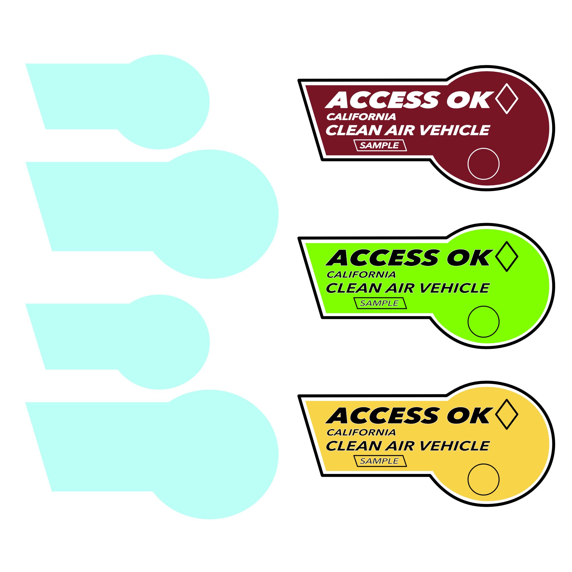 Snapklik.com : 2024 Burgundy California HOV Stickers (4pc Set) Compatible