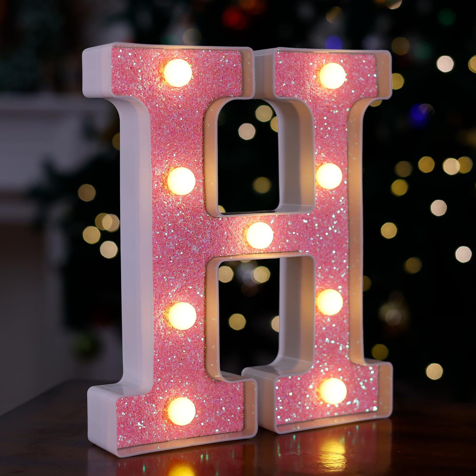 LED Letter Lights Pink Glitter Marquee Letters Light Up Alphabet ...
