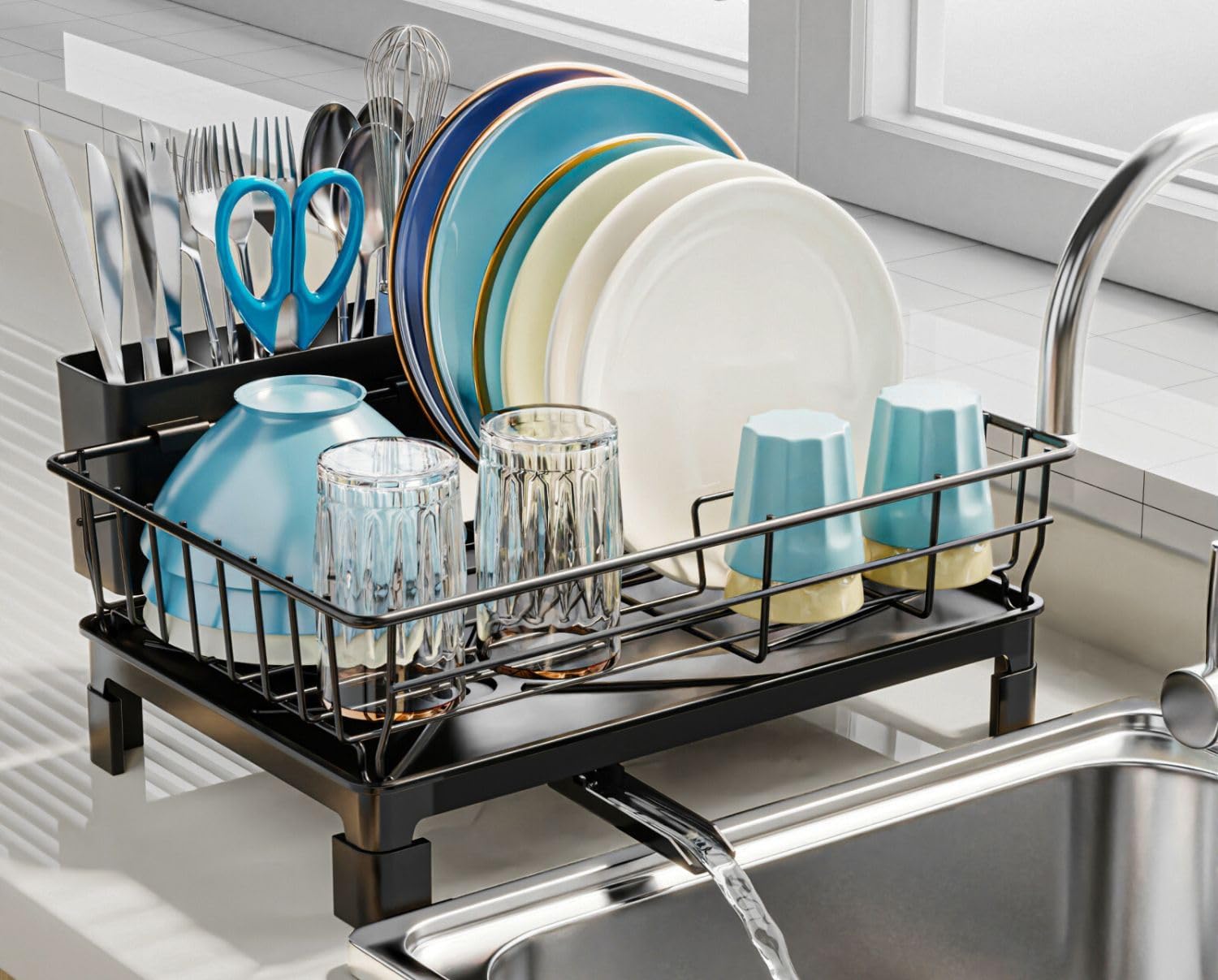 Amazon.com - Famhap Large 2 Tier Dish Rack - Stainless Steel Kitchen ...