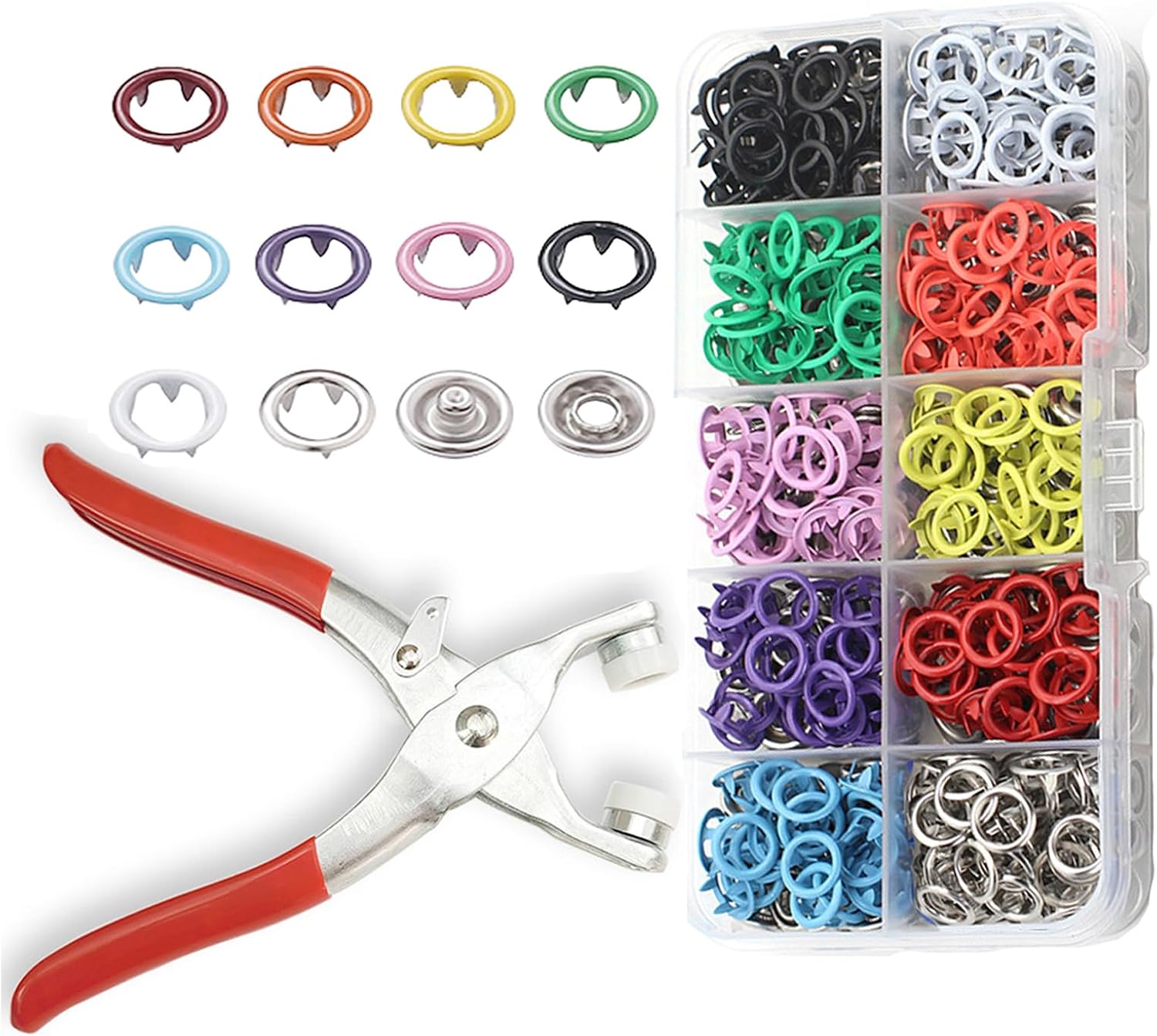 Amazon.com: Minestylish 100 Sets Metal Snaps Buttons with Fastener ...