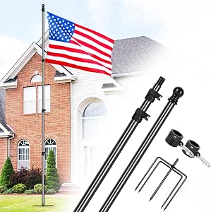 Amazon.com : Msnaile 12 FT Carbon Fiber Flag Pole for Outside House in ...