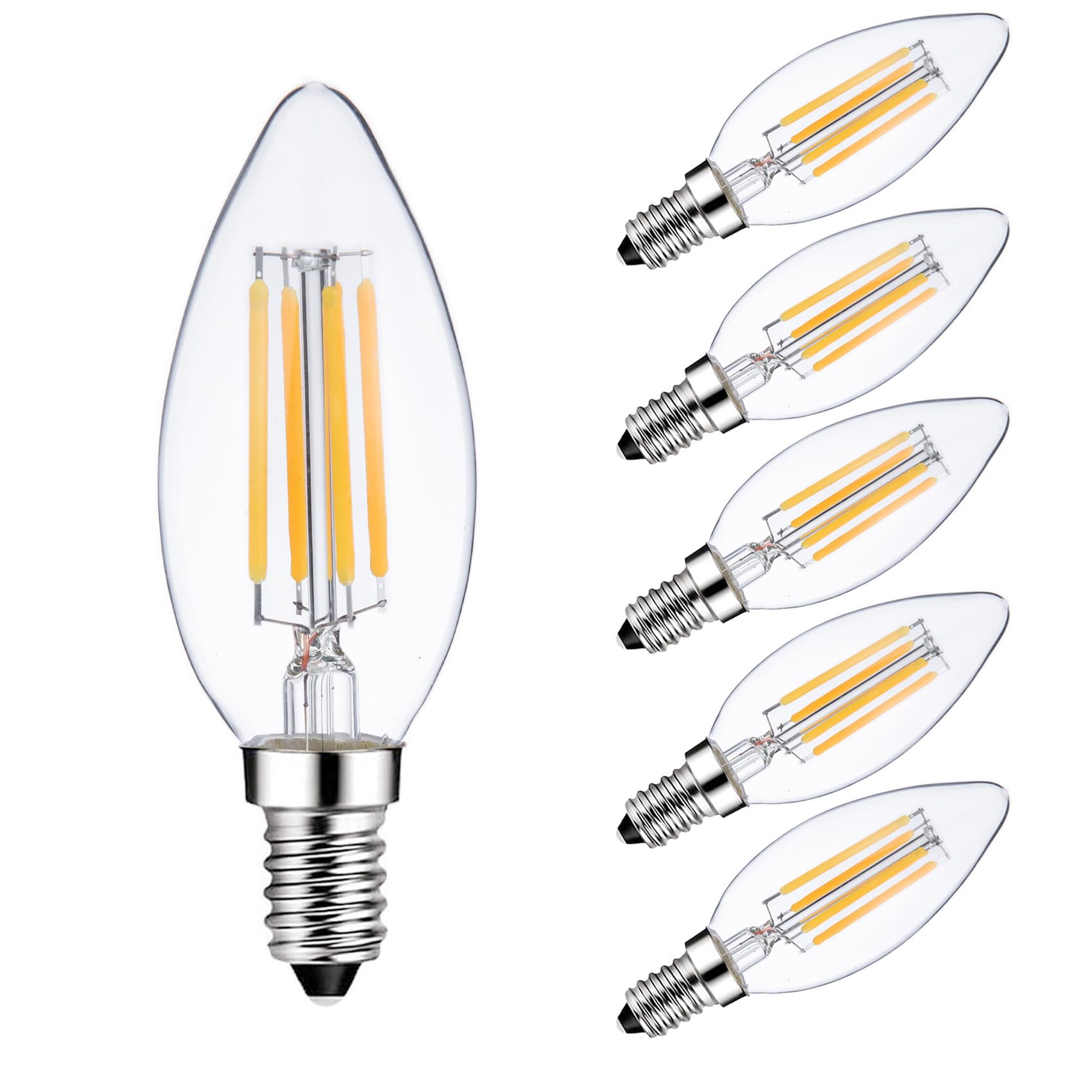 Sunaiony E14 Light Bulb 40 Watt Equivalent Dimmable Candle Bulb 2700K ...